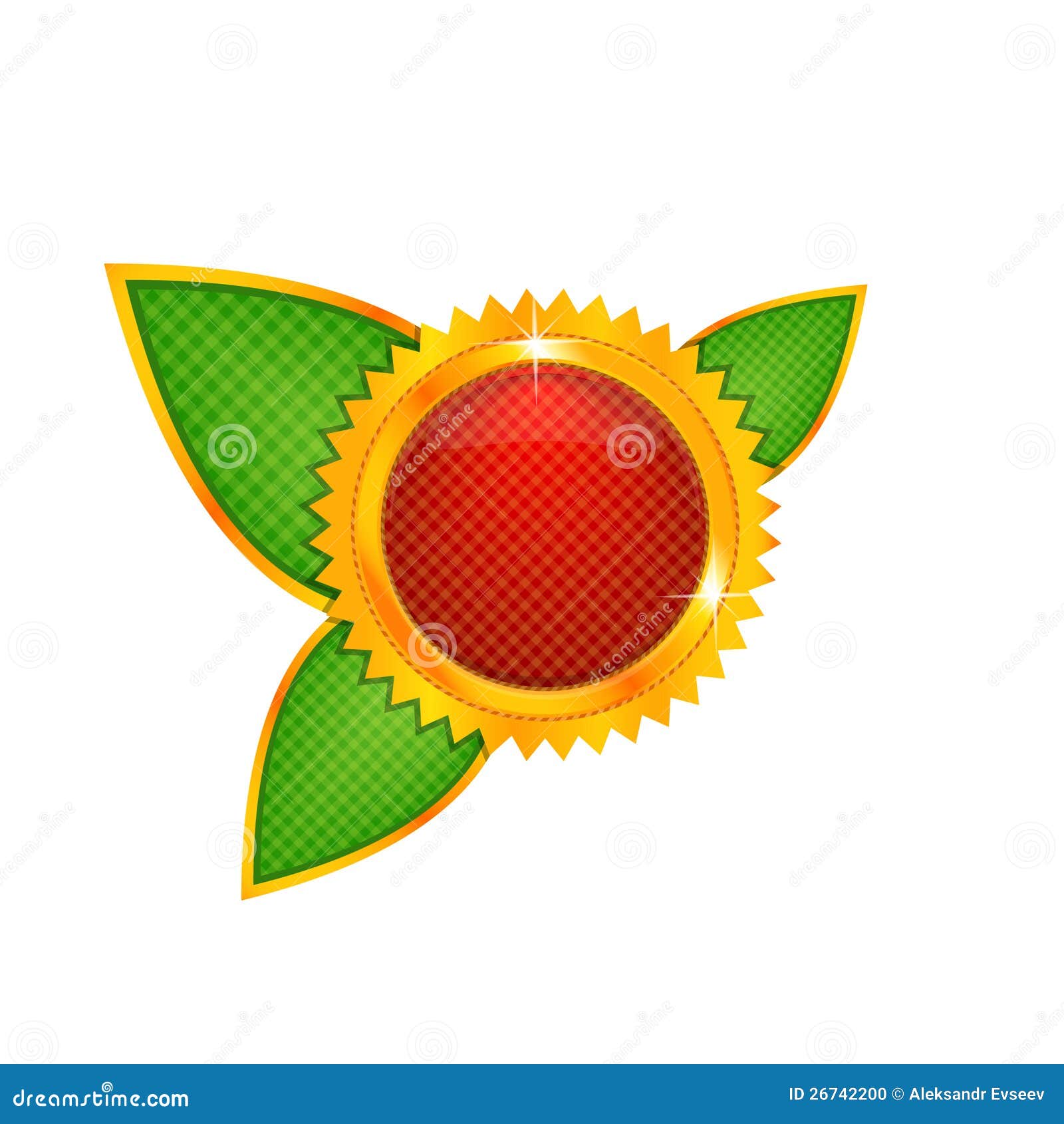Red Button with Green Leaves Stock Vector - Illustration of sparkling ...