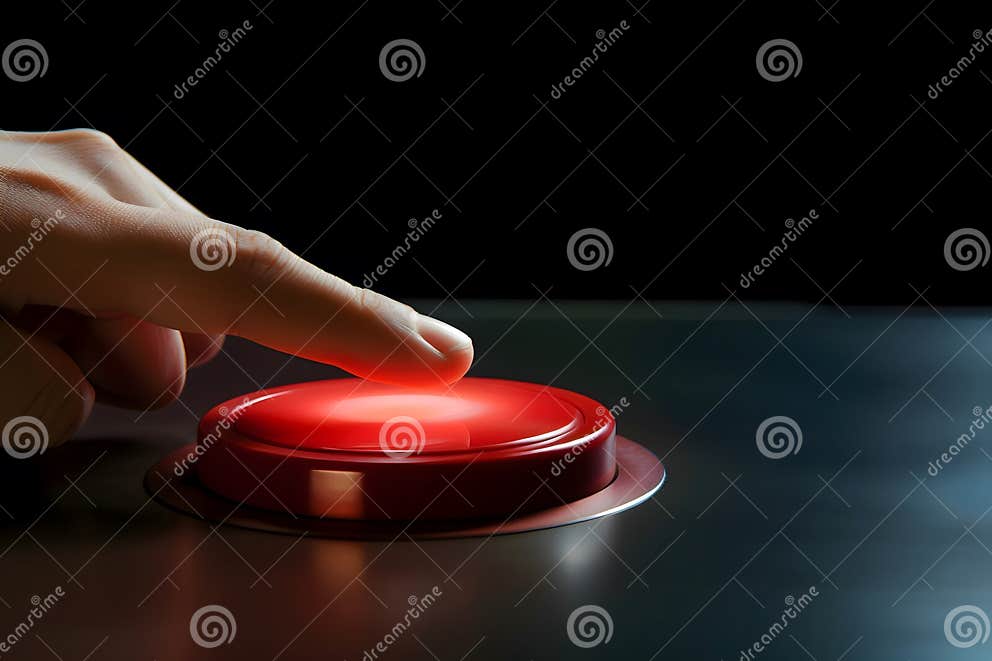 Red Button. Hand Pressing Red Button, Nuclear Strike Concept. Stock ...