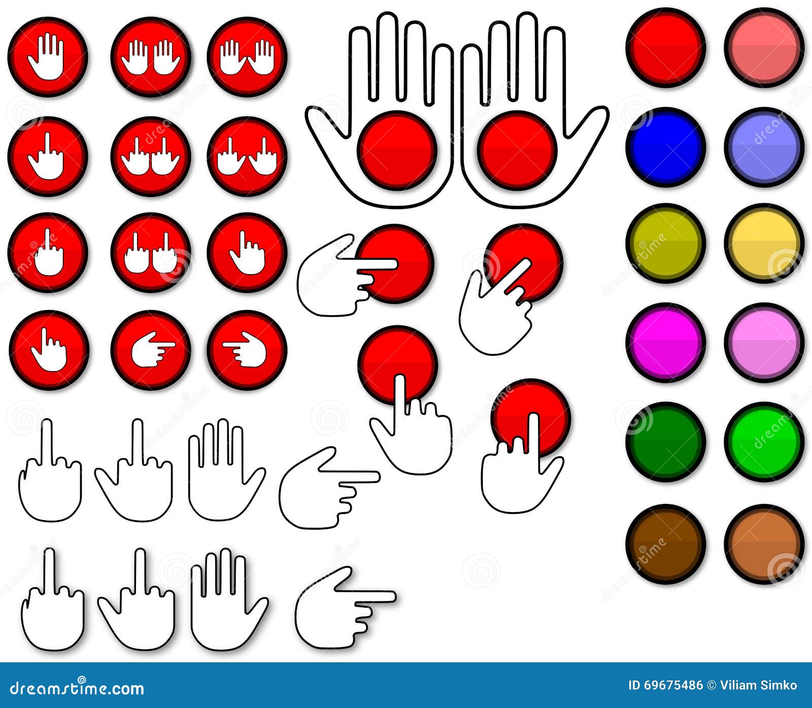 Red Button and Hand (Vector) Stock Illustration - Illustration of ...