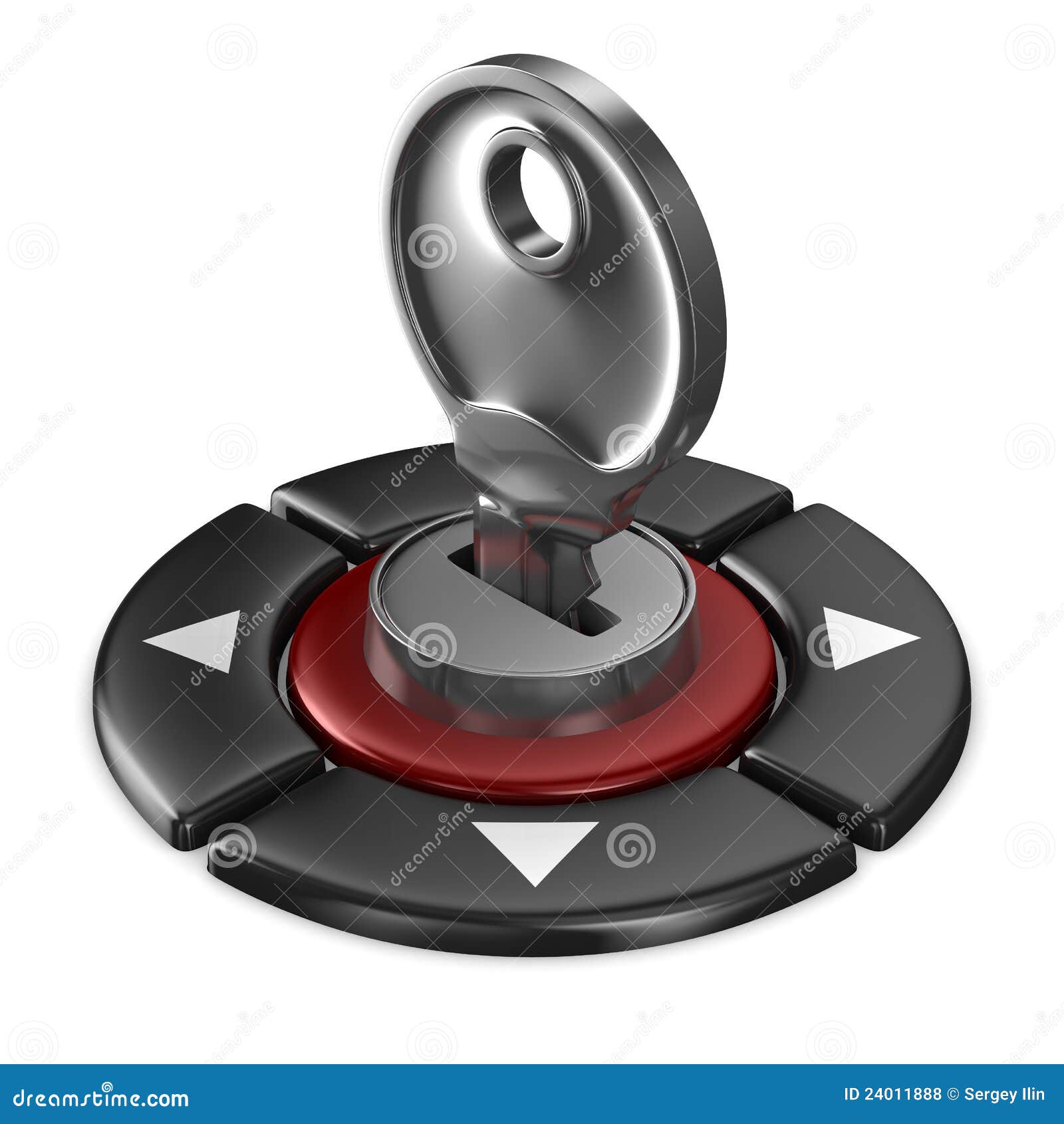 Red Button And Key On White Background Stock Illustration ...