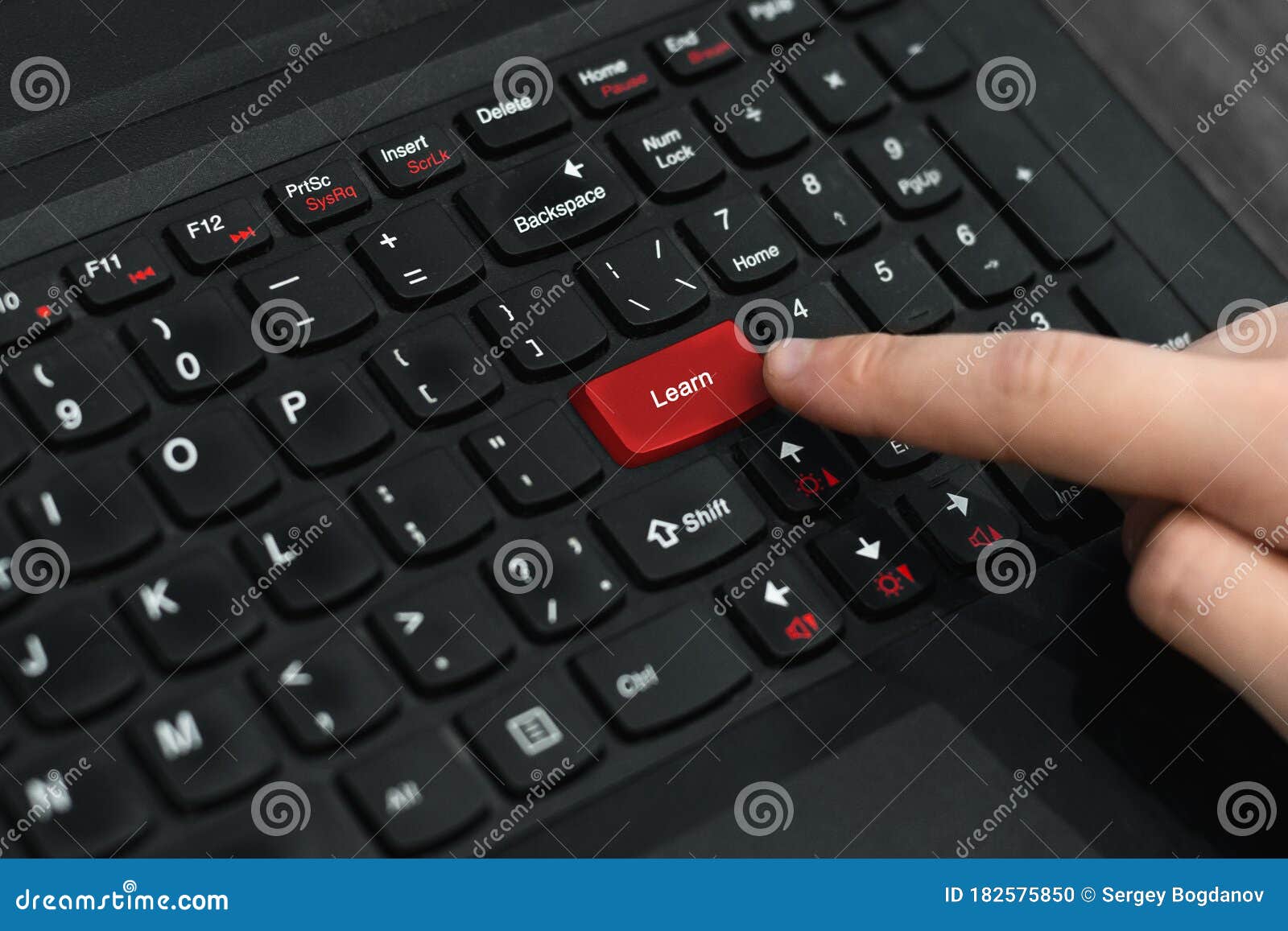 Red Button `Learn` on Keyboard Stock Photo - Image of internet, finger ...