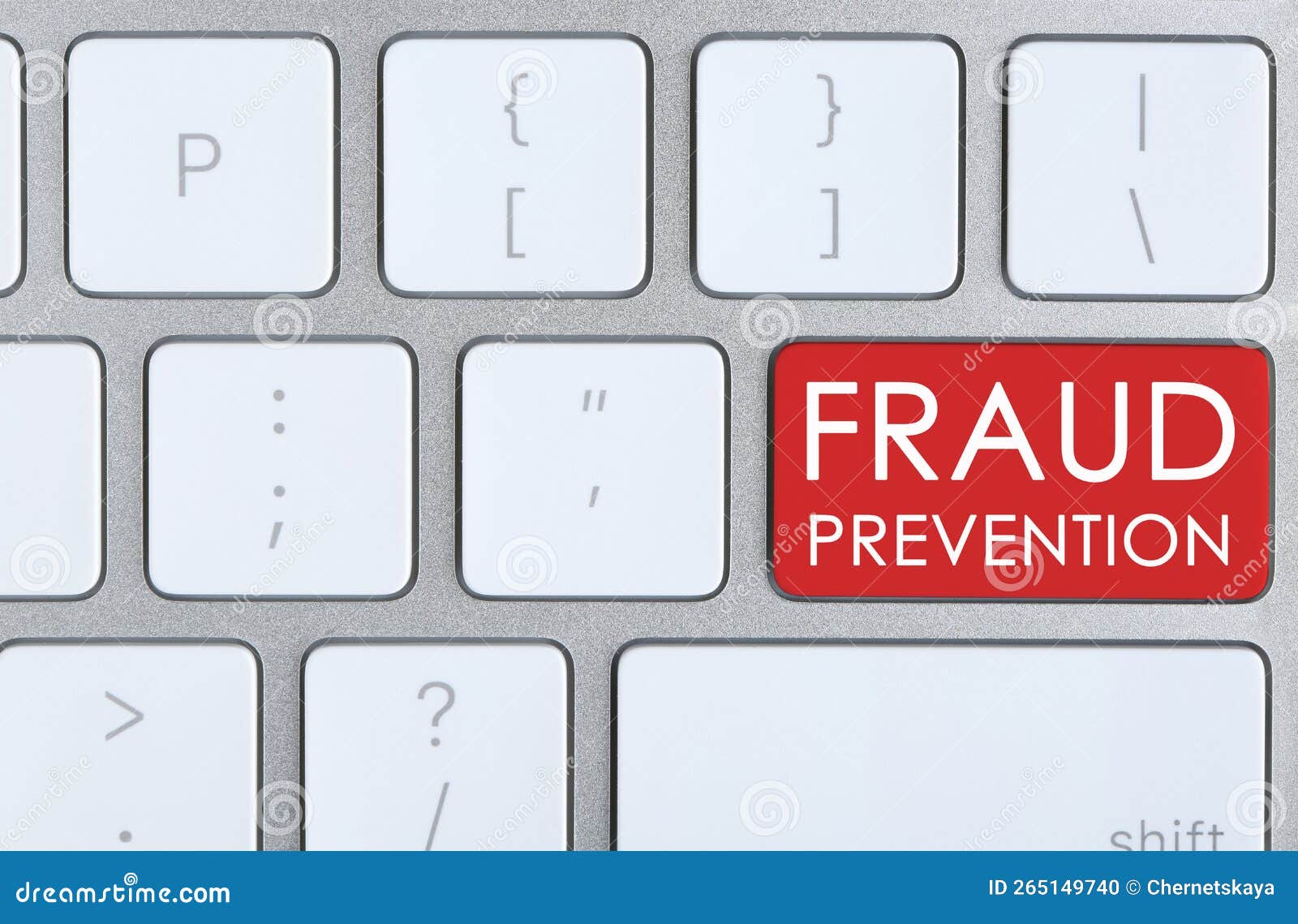 Red Button with Phrase Fraud Prevention on Computer Keyboard, Top View ...