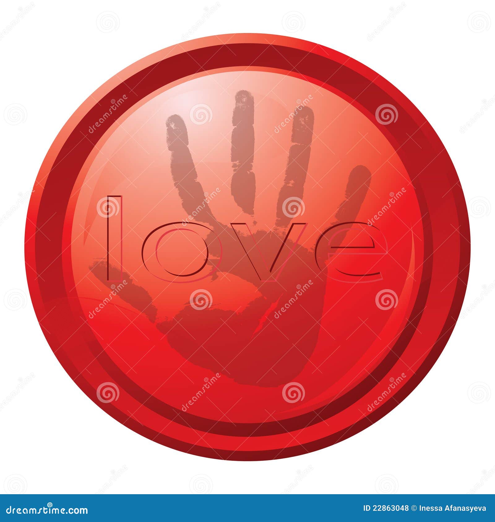Red Button with a Print of a Hand Stock Vector - Illustration of ...