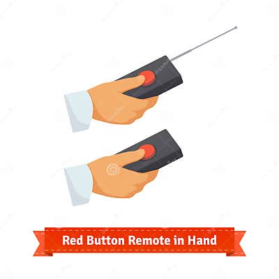 Red Button Remote Control with Antenna in Hand Stock Vector ...