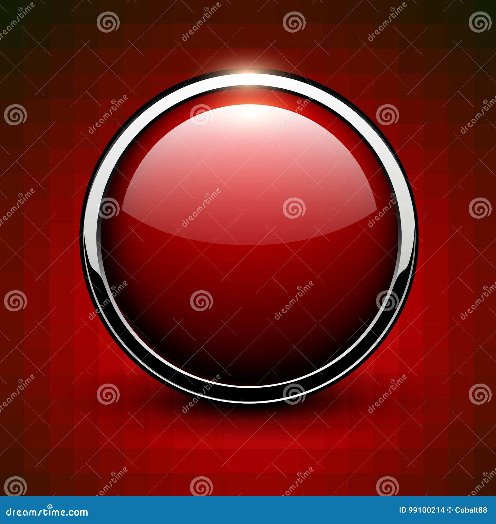 Red button shiny metallic stock vector. Illustration of chrome - 99100214