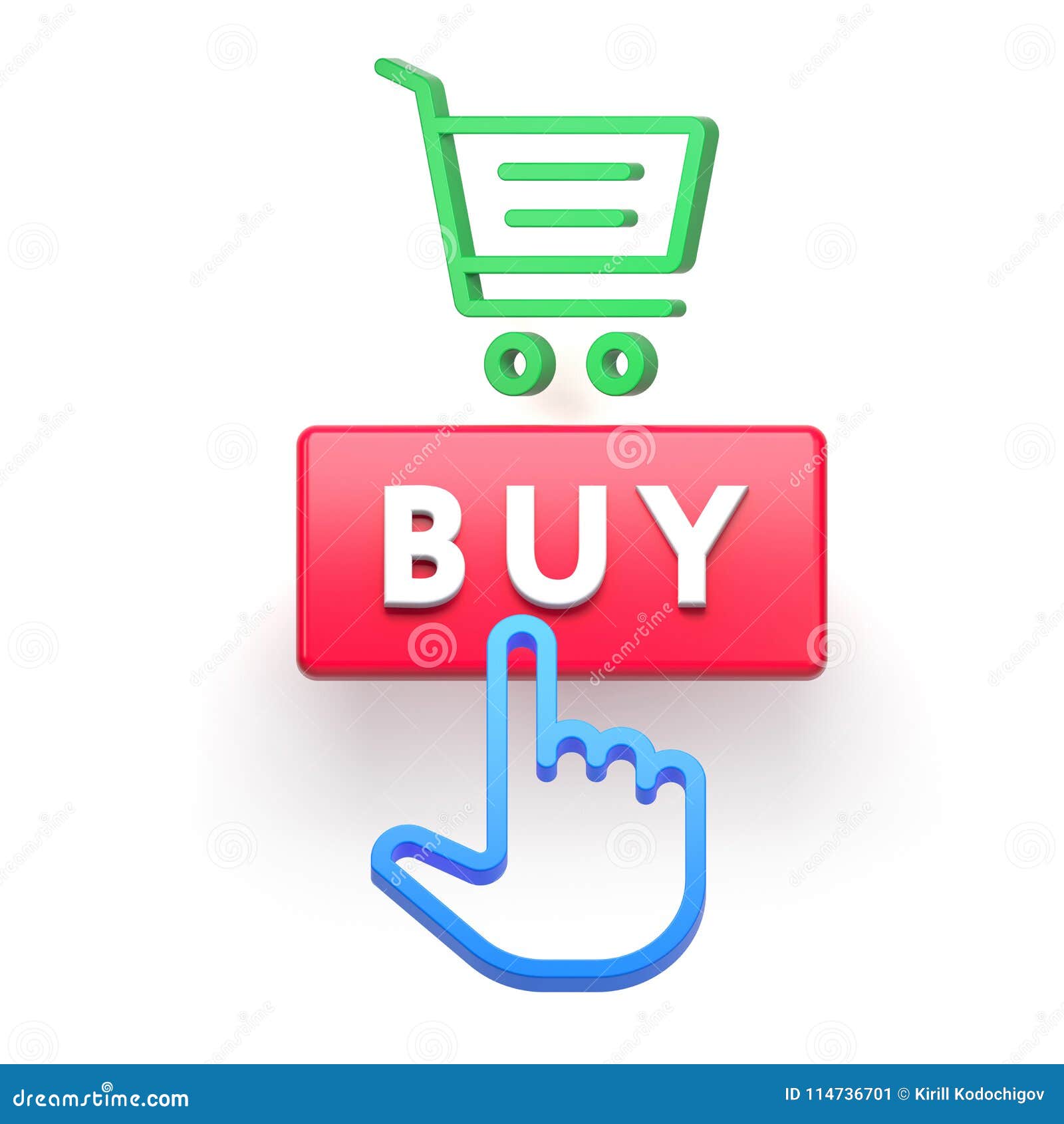 Red Button with Shopping Cart Symbol. 3d Render Stock Illustration ...