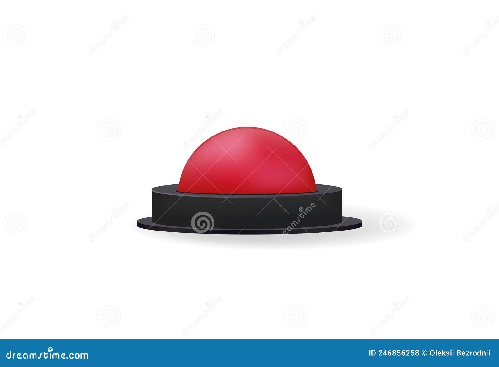 Red Button Side View. Volumetric Symbol of Emergency Stock Vector ...