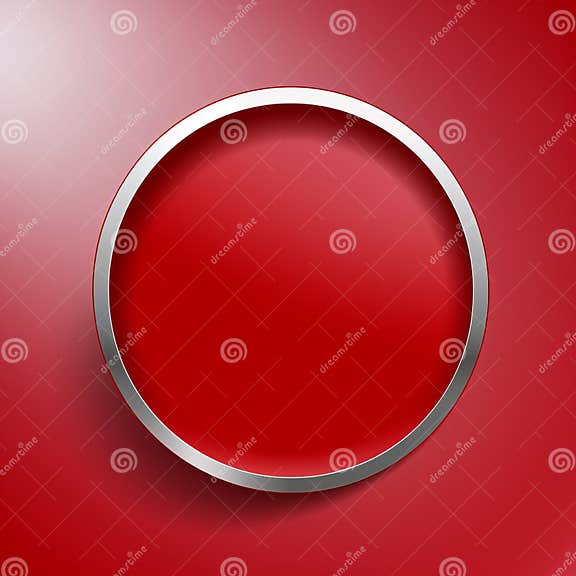 A Red Button with a Silver Rim on a Red Background Stock Illustration ...