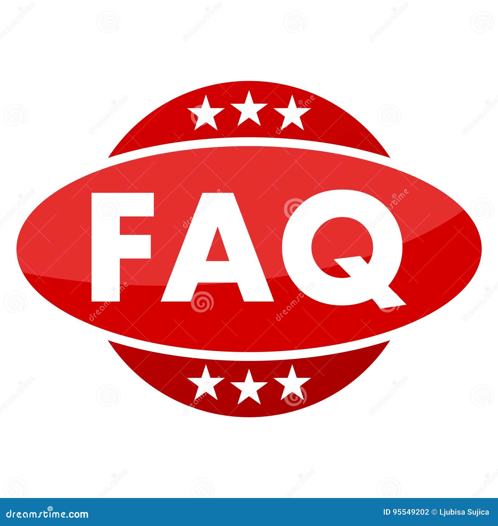 Red button with stars FAQ stock vector. Illustration of frequently ...