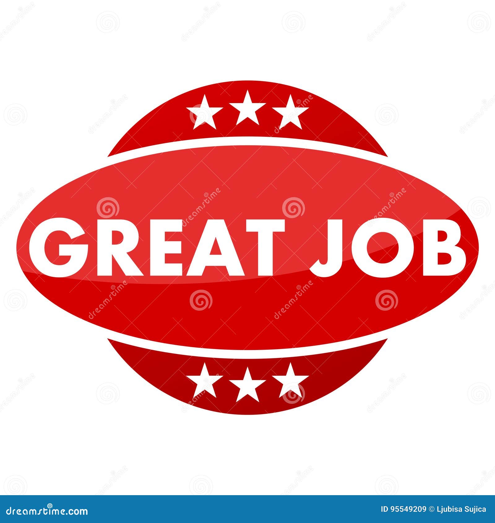 Red Button with Stars Great Job Stock Vector - Illustration of emblem ...