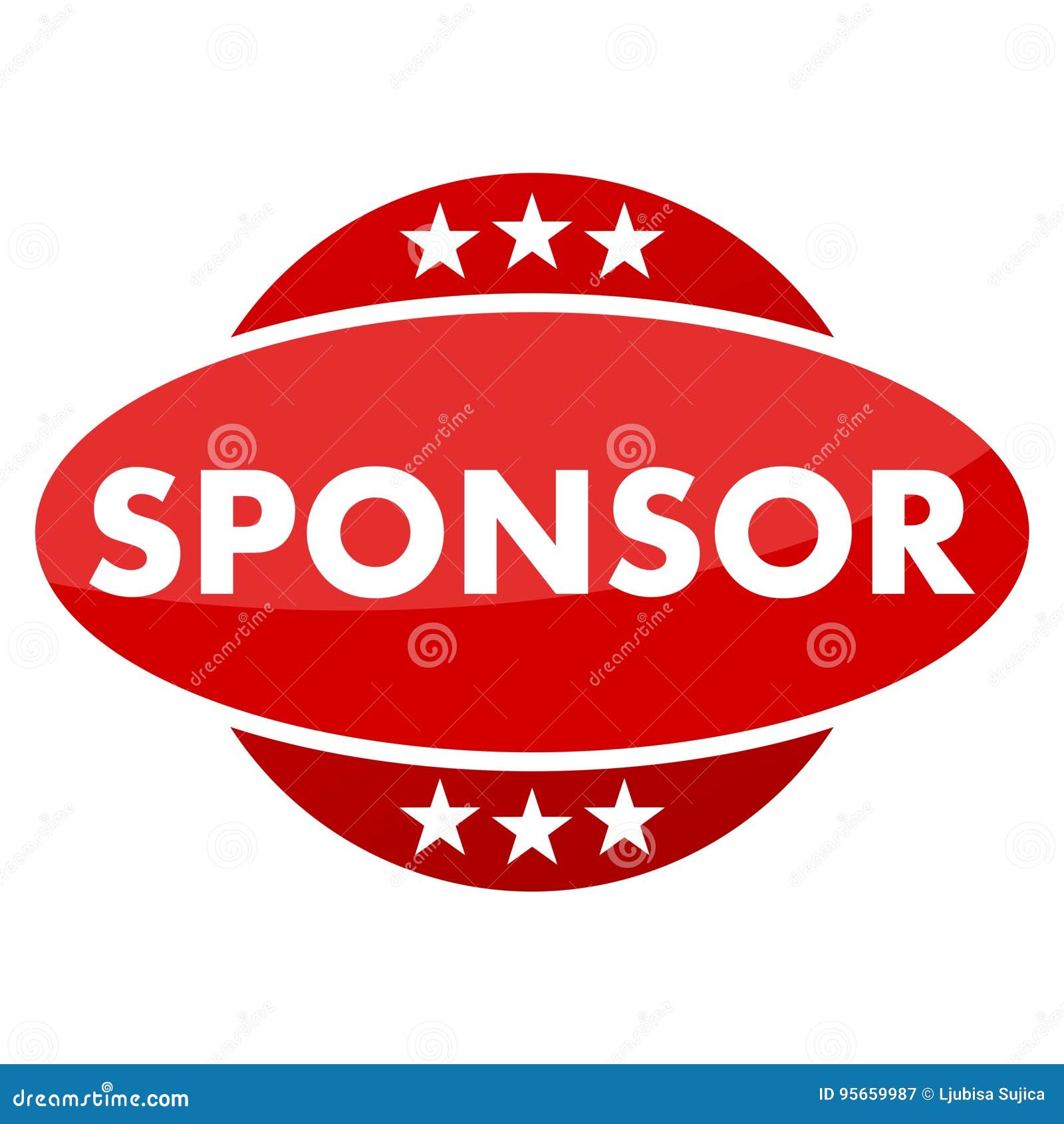Red Button with Stars Sponsor Stock Vector - Illustration of design ...