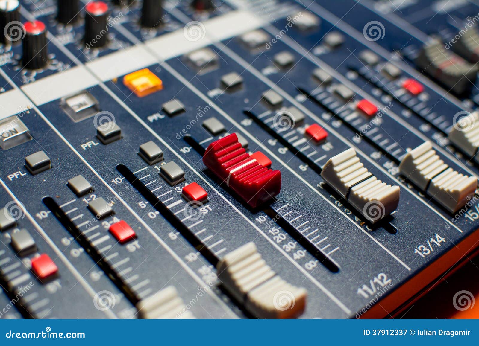 Red Button Studio Mixer stock image. Image of grey, sound - 37912337