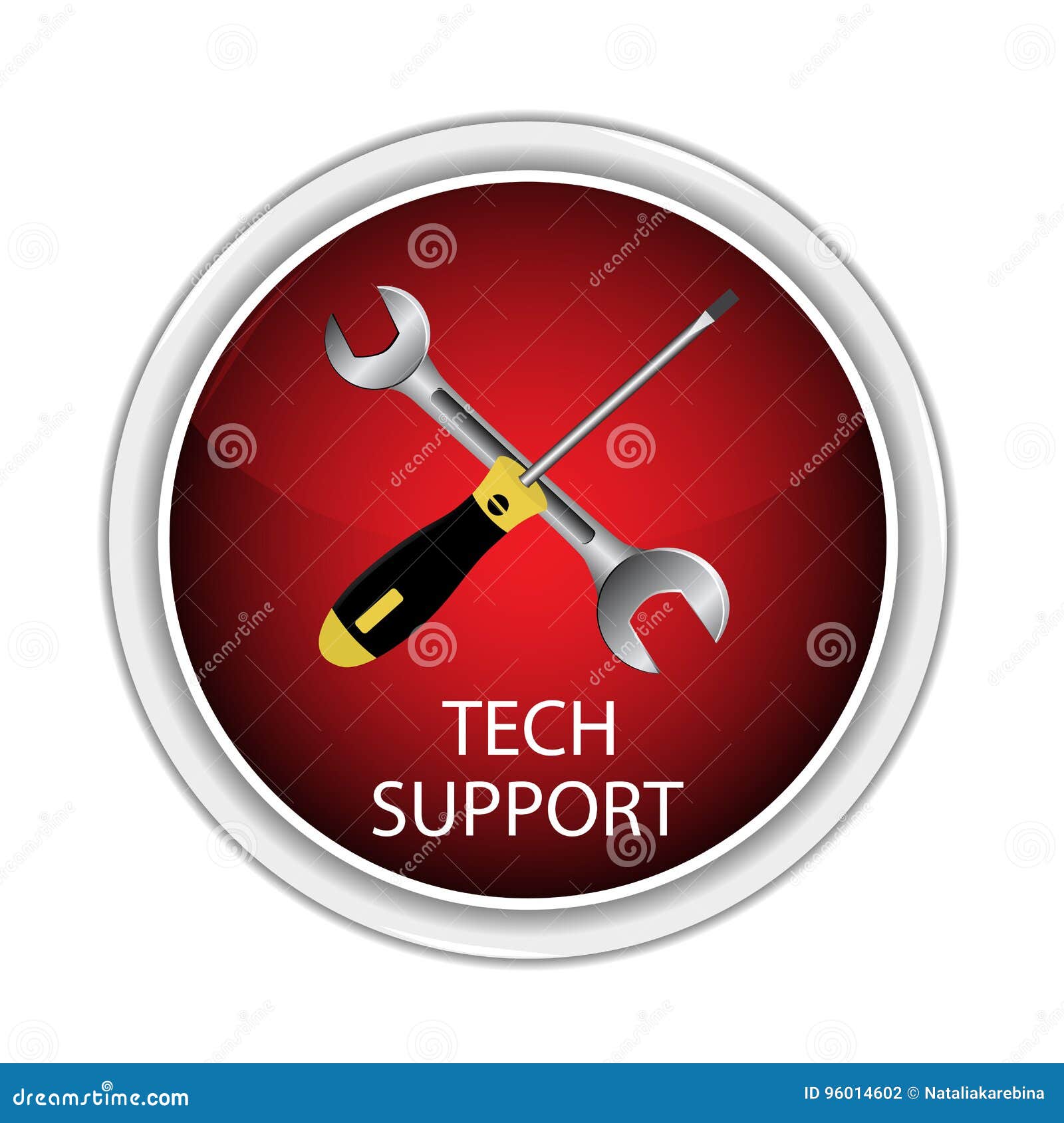 Red Button Technical Support. Wrench and Screwdriver Stock Vector ...