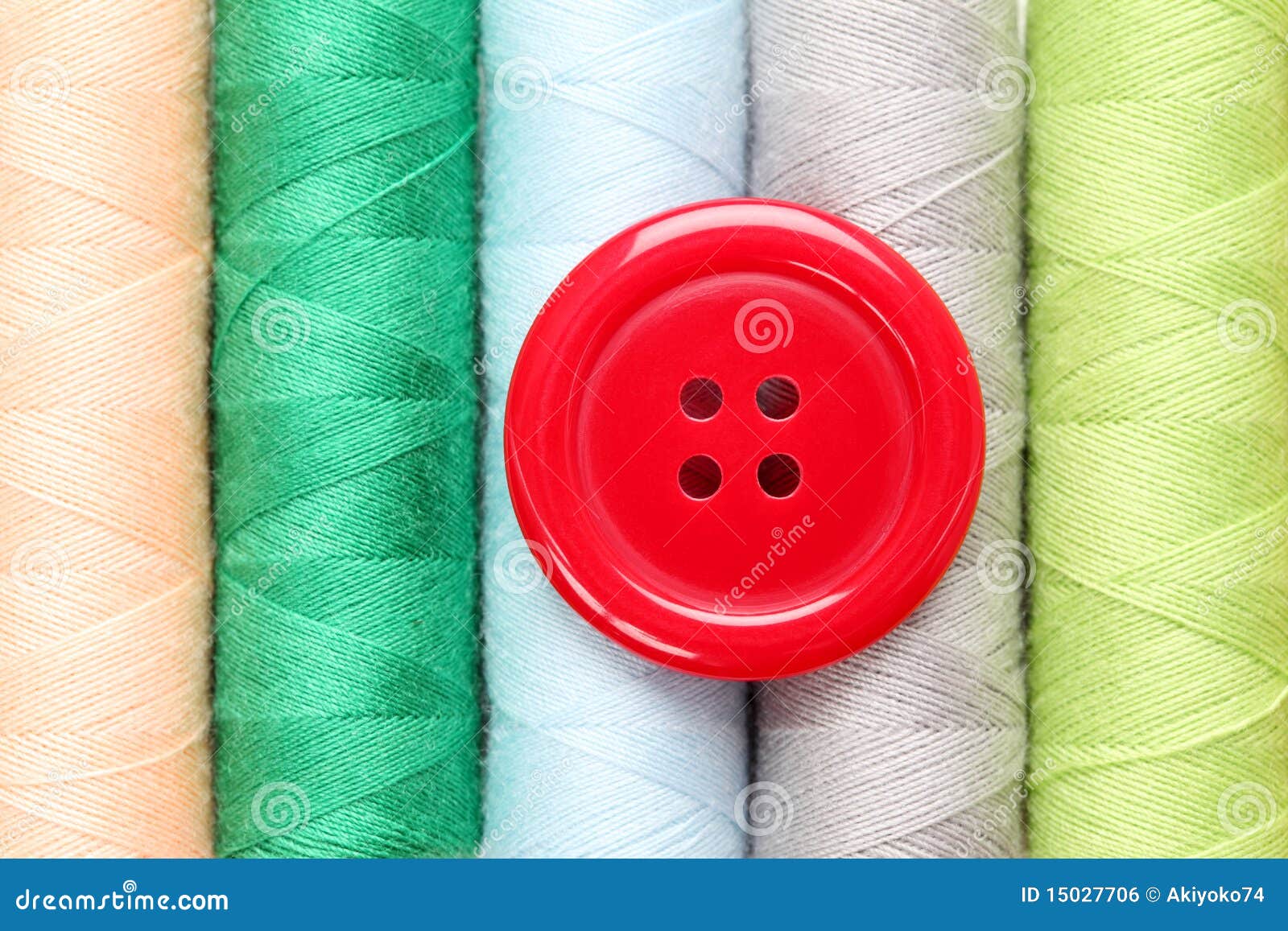 Red button and thread stock photo. Image of craft, pastel - 15027706