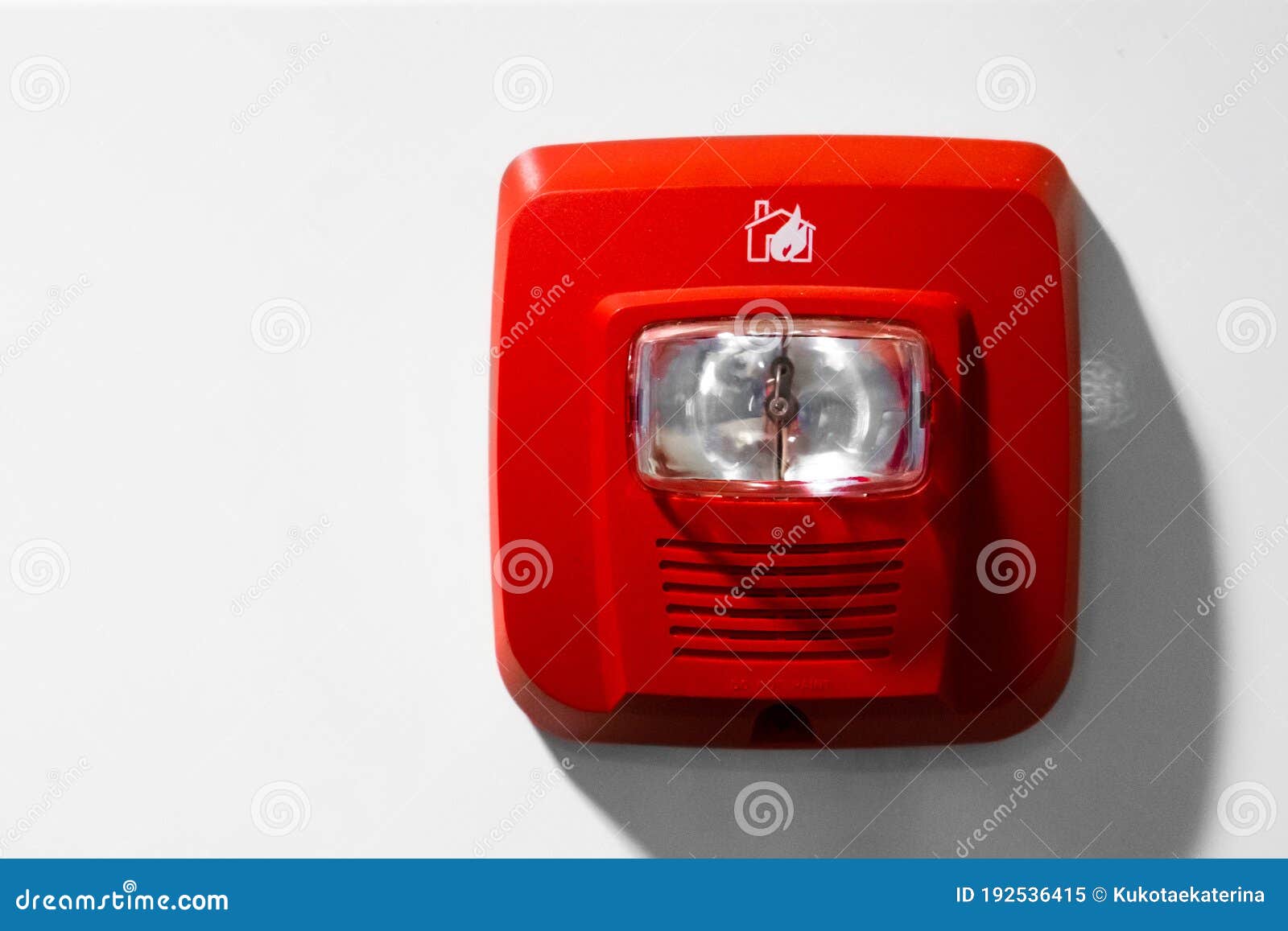 Red Button Warning Light Flasher Fire Alarm on the Wall Stock Image ...