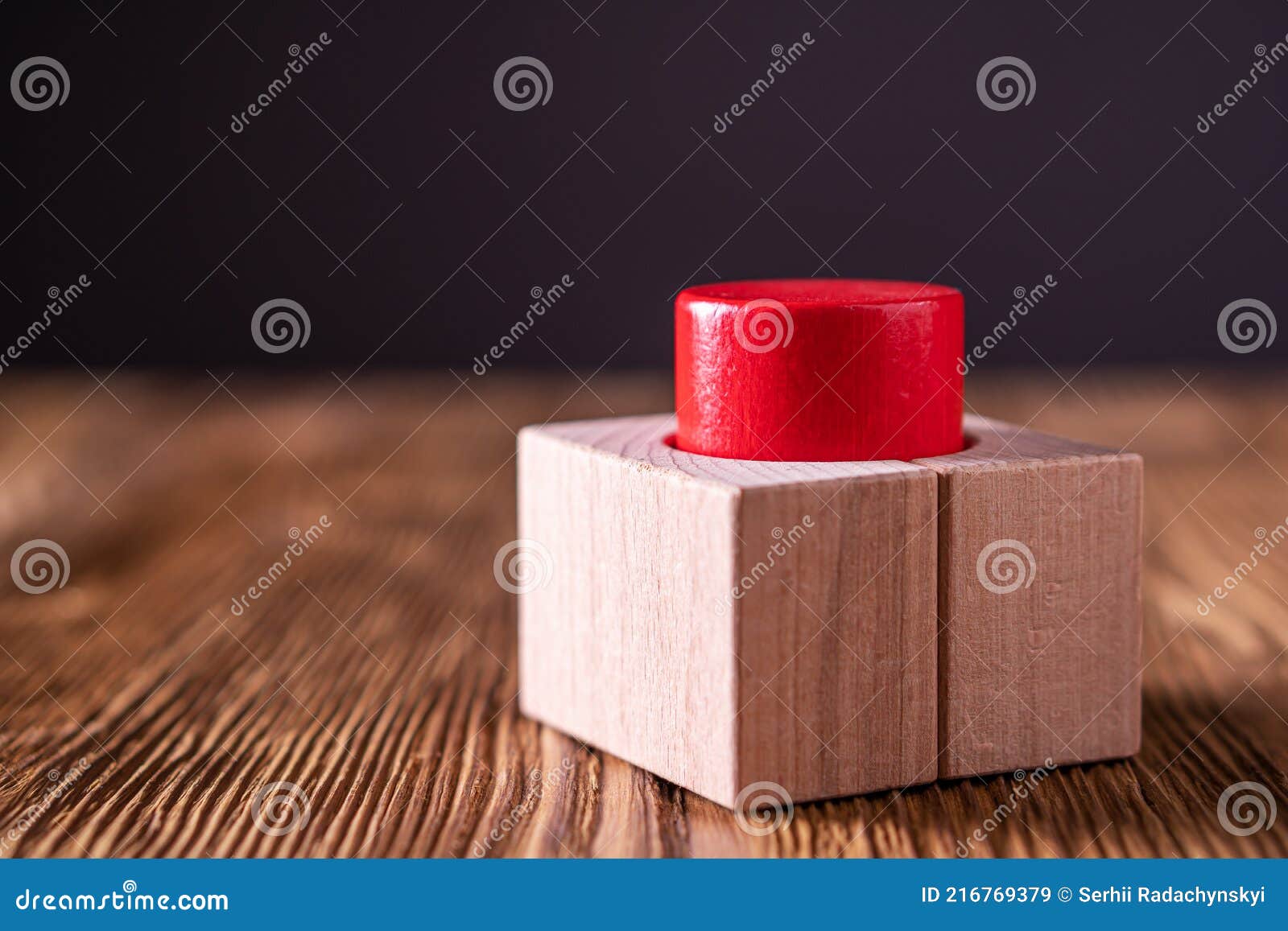 Red Button on a Wooden Background Stock Image - Image of help, empty ...