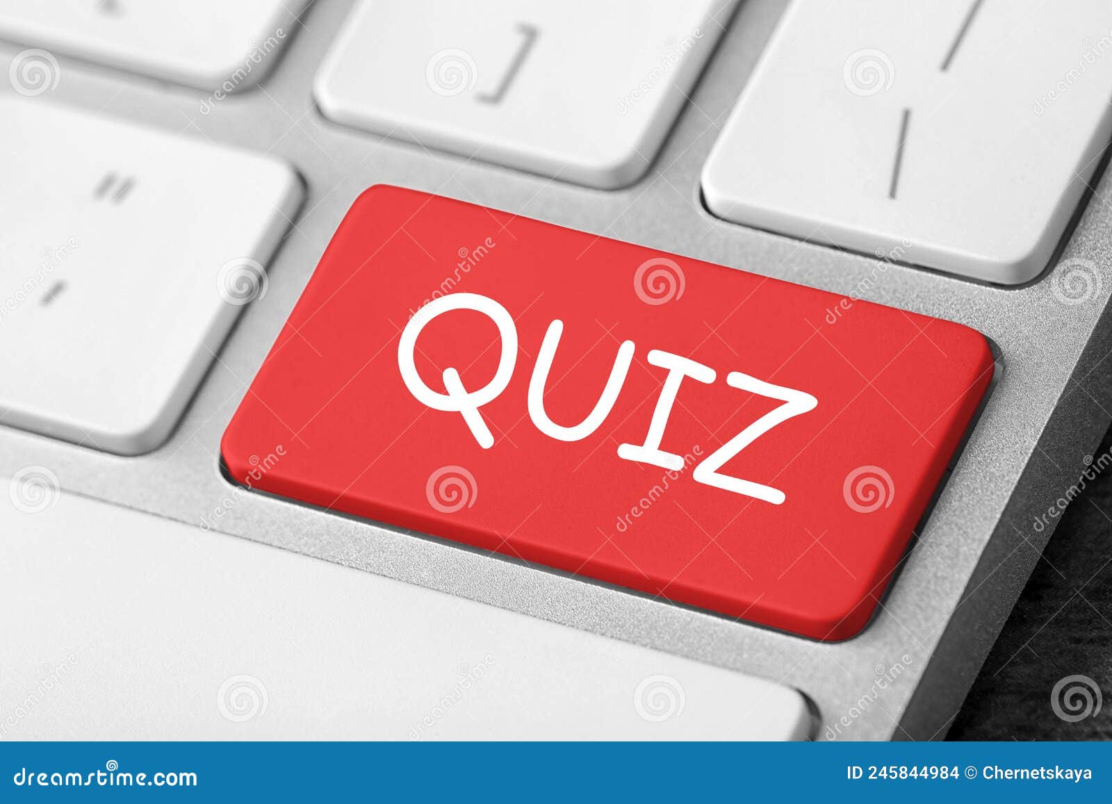 Red Button with Word QUIZ on Computer Keyboard, Closeup View Stock ...