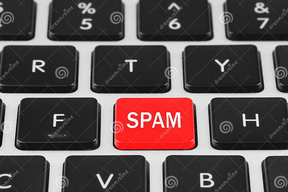 Red Button with Word Spam on Computer Keyboard, Closeup Stock Photo ...