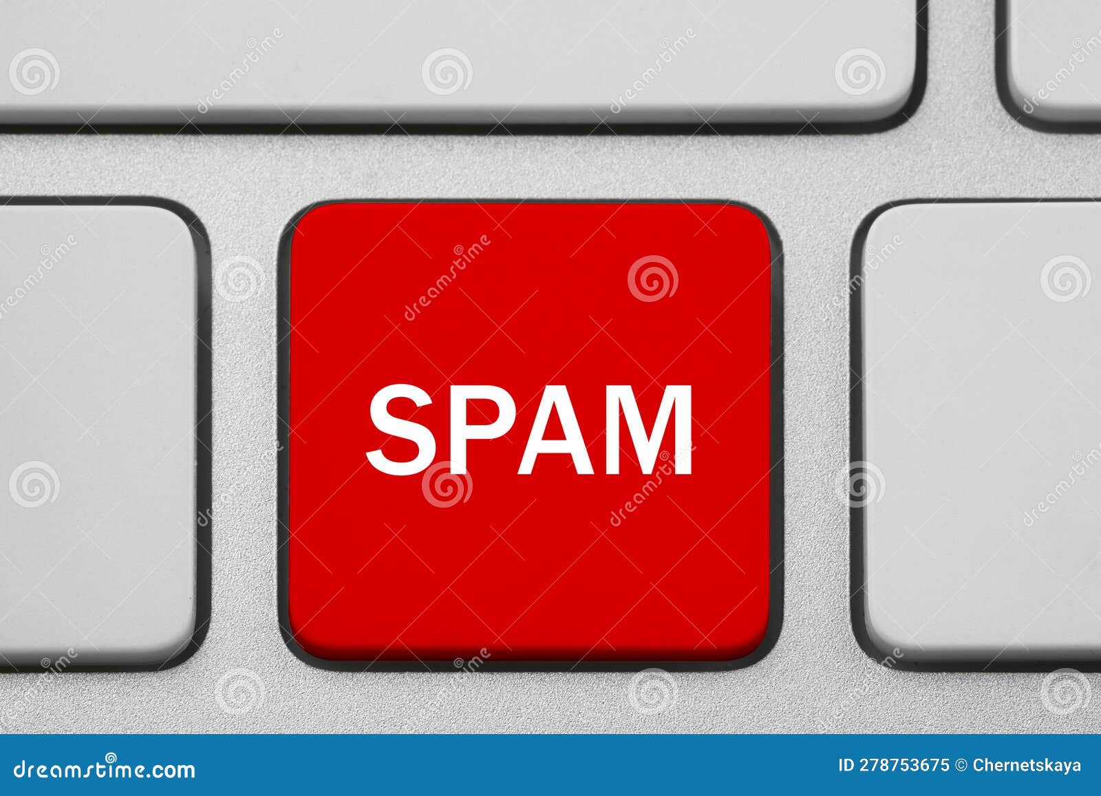 Red Button with Word Spam on Computer Keyboard, Top View Stock Image ...