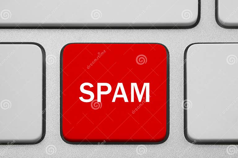 Red Button with Word Spam on Computer Keyboard, Top View Stock Image ...