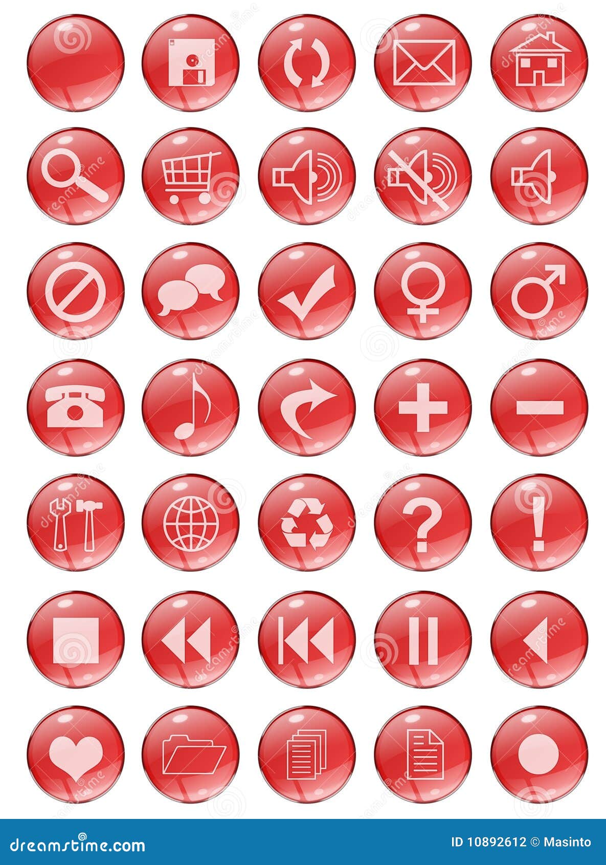 Red buttons stock illustration. Illustration of previos - 10892612