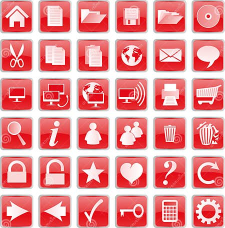 Red buttons stock vector. Illustration of detailed, folder - 6988819