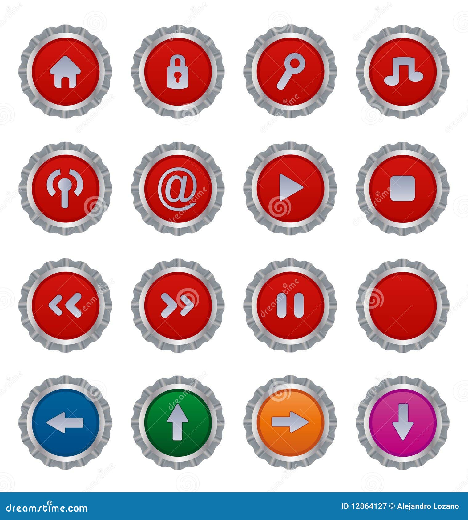Red buttons or icon set stock vector. Illustration of design - 12864127