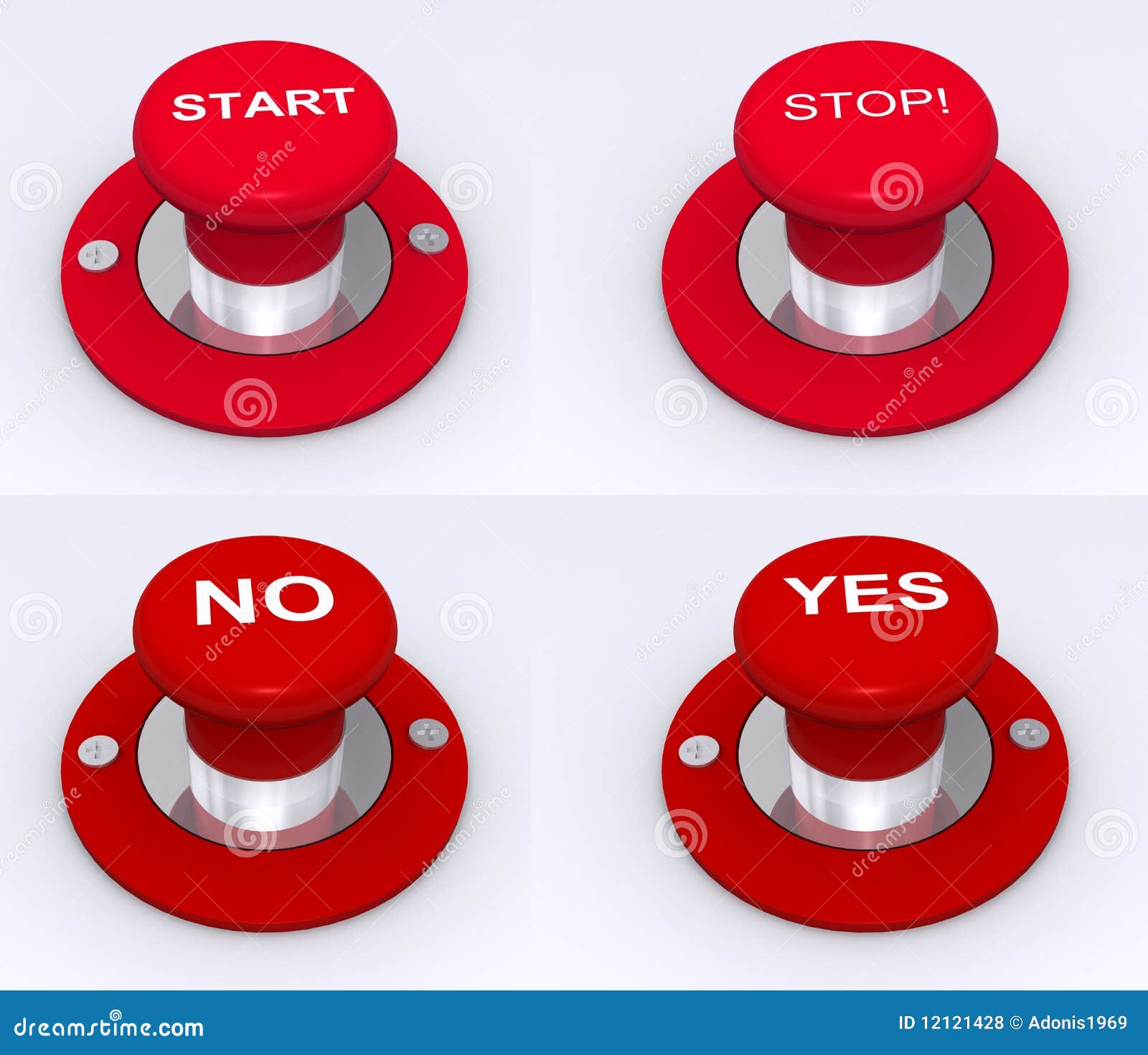 Red Buttons for Stop & Start Stock Illustration - Illustration of ...