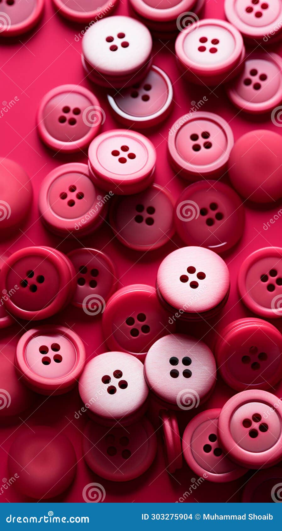 Red Buttons on Textured Surface, Sewing Essentials with Pink Backdrop ...