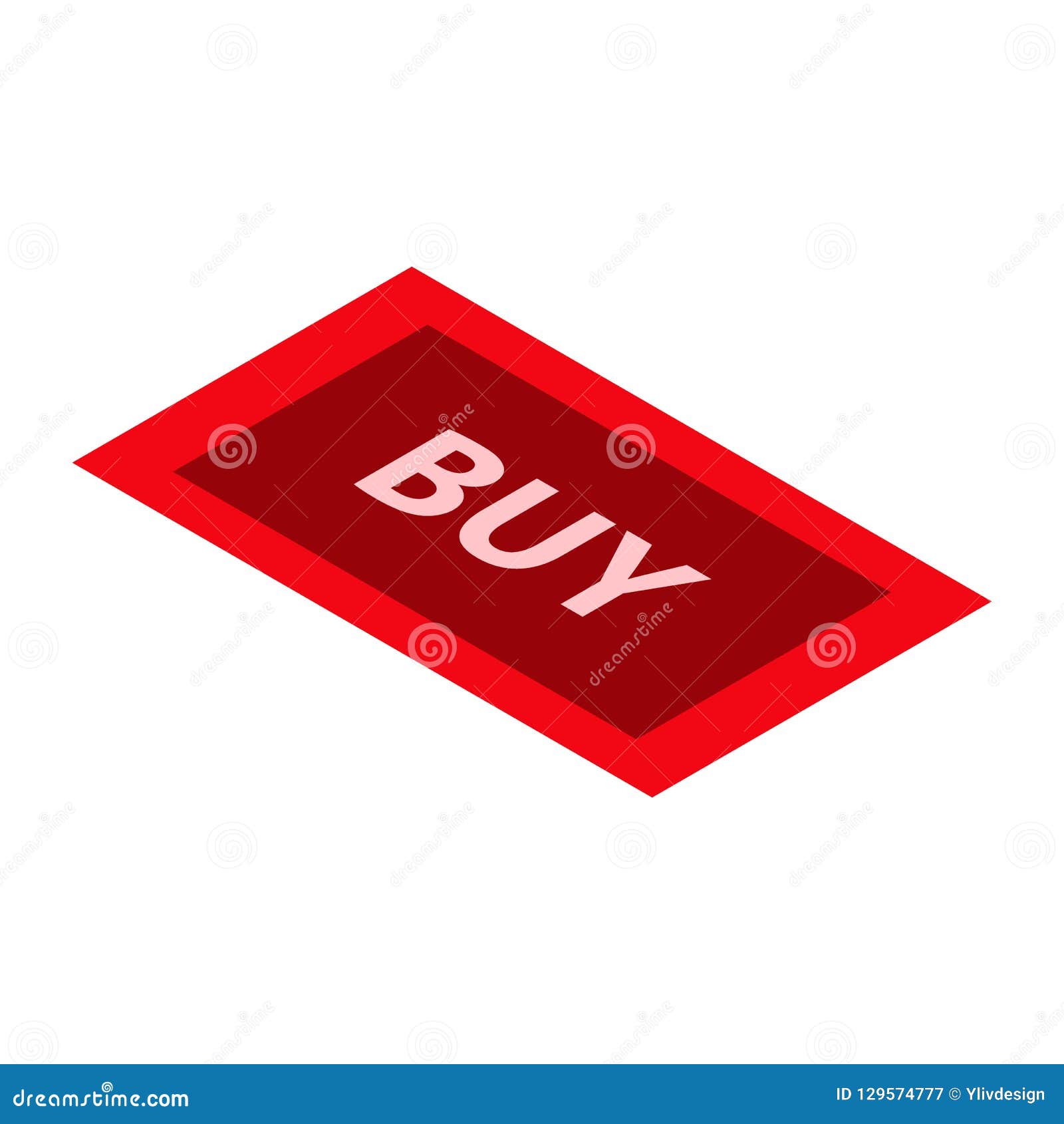 Red Buy Button Icon, Isometric Style Stock Vector - Illustration of ...