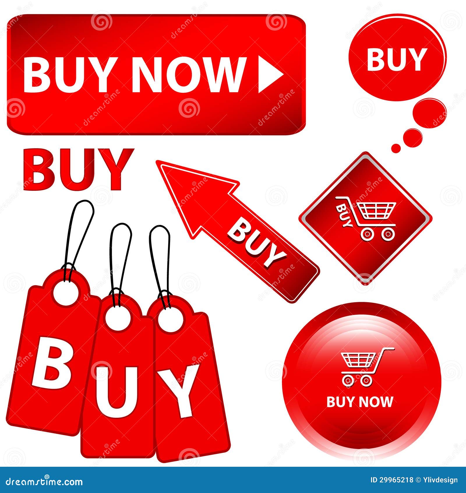 Red buy set stock vector. Illustration of light, push - 29965218