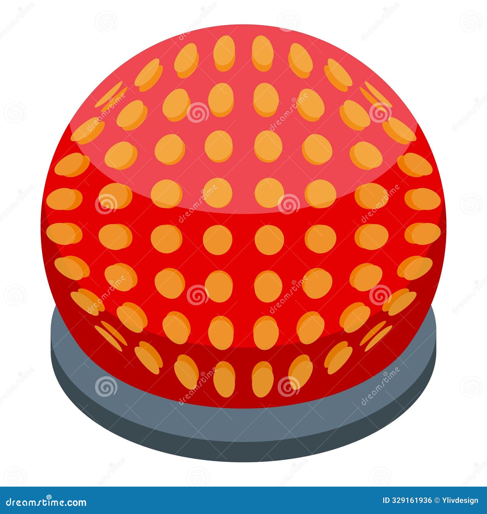Red Buzzer With Yellow Lights Standing On Grey Base Vector Illustration ...