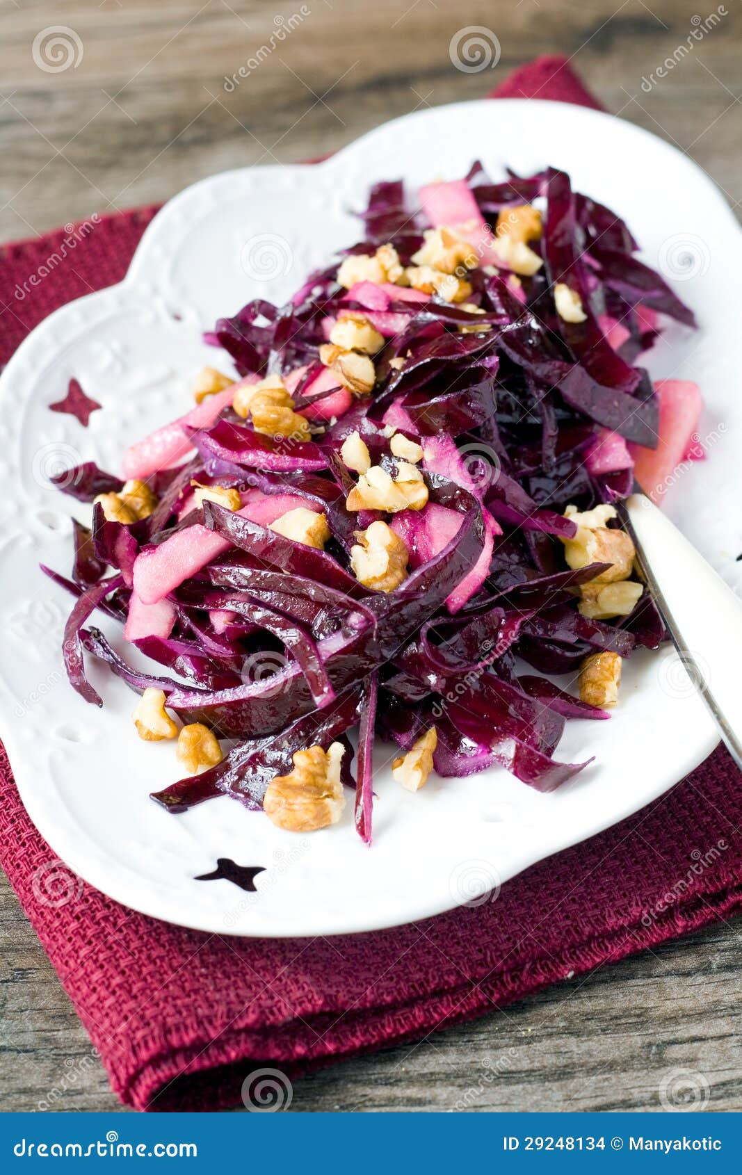 Red cabbage, apple salad stock photo. Image of vegetarian - 29248134