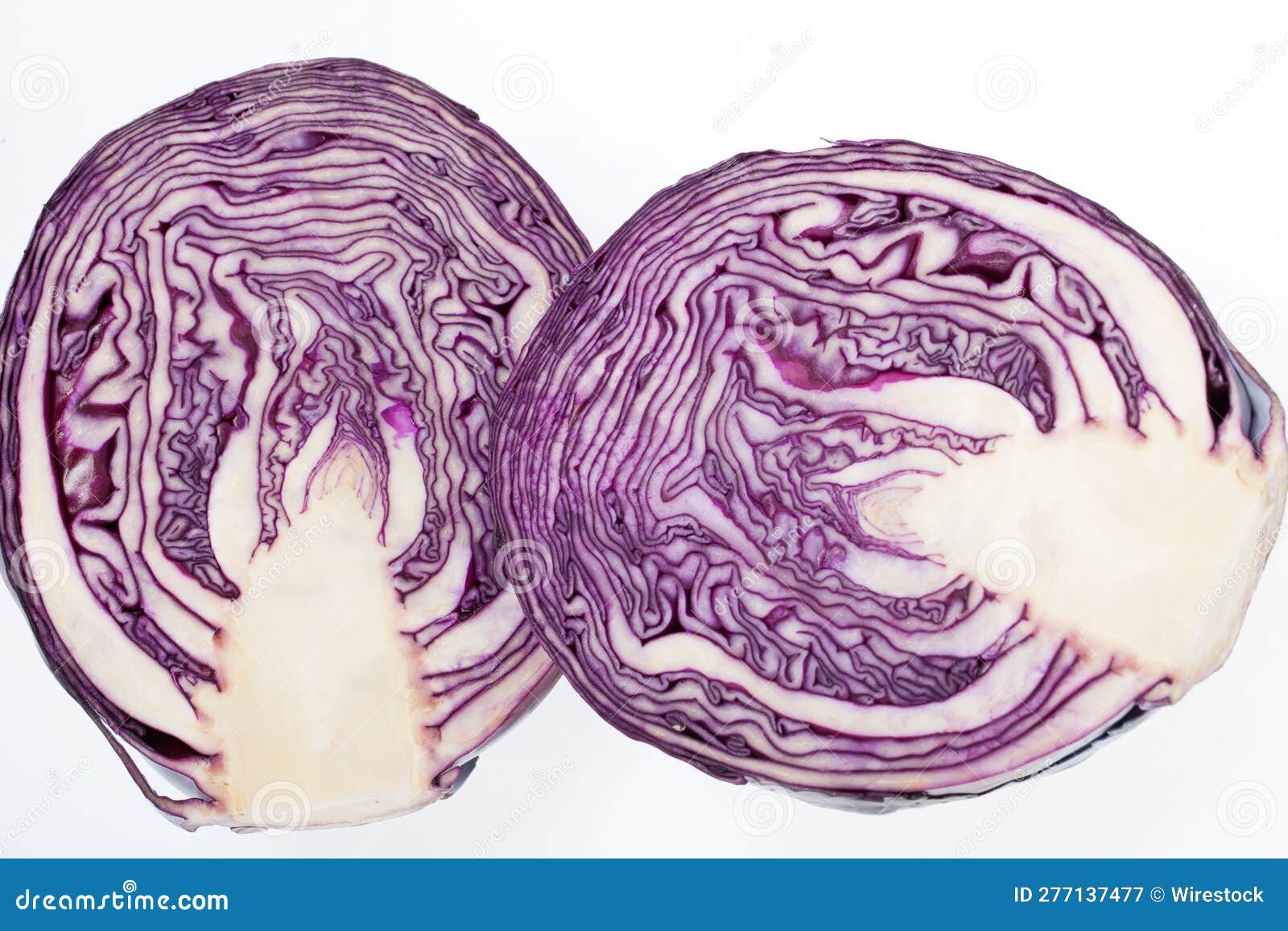 Red Cabbage Cross Section on White Background Stock Image - Image of ...