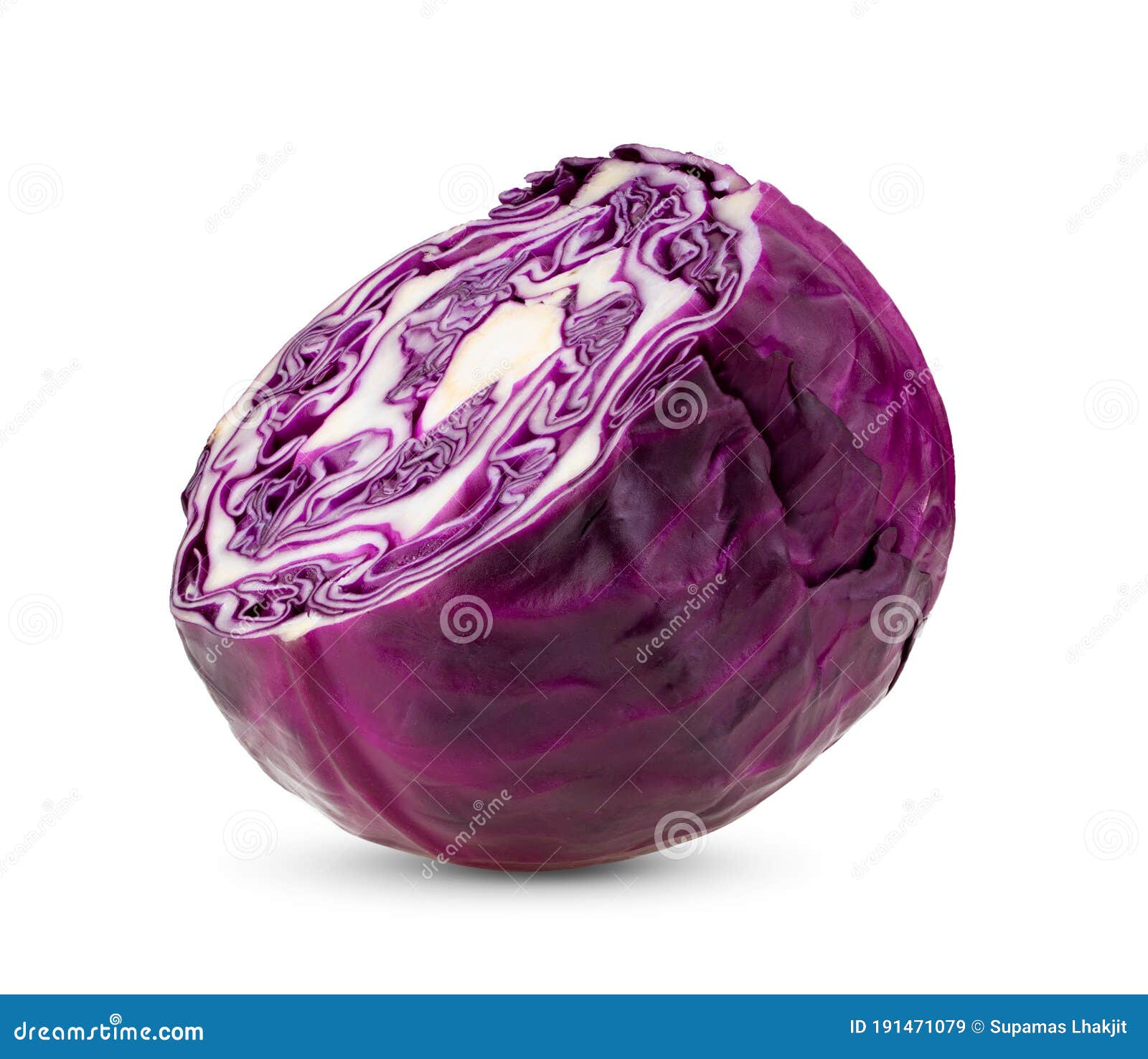 Red Cabbage with Leaf Isolated on White Background Stock Image - Image ...