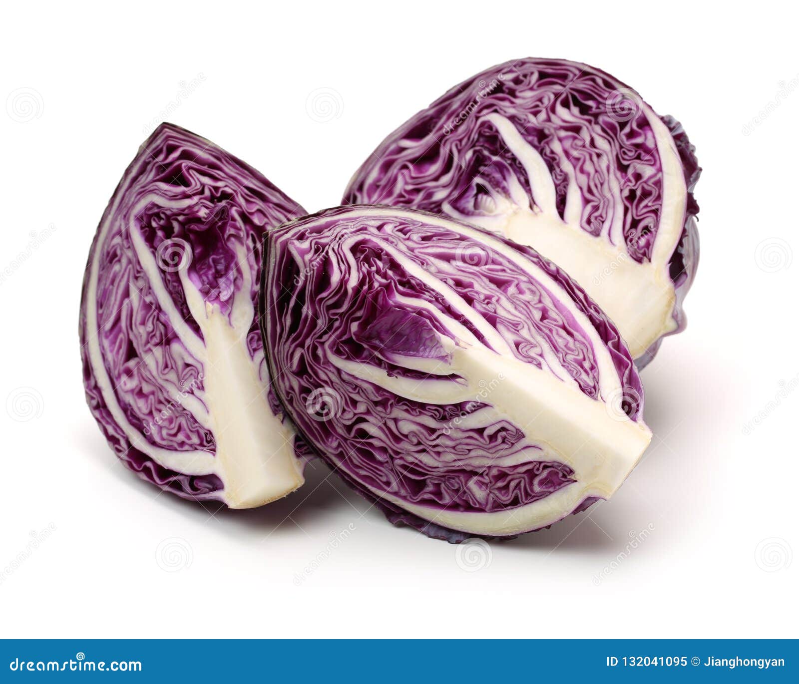 Red Cabbage One Cut in Half and Slice Stock Image - Image of ...