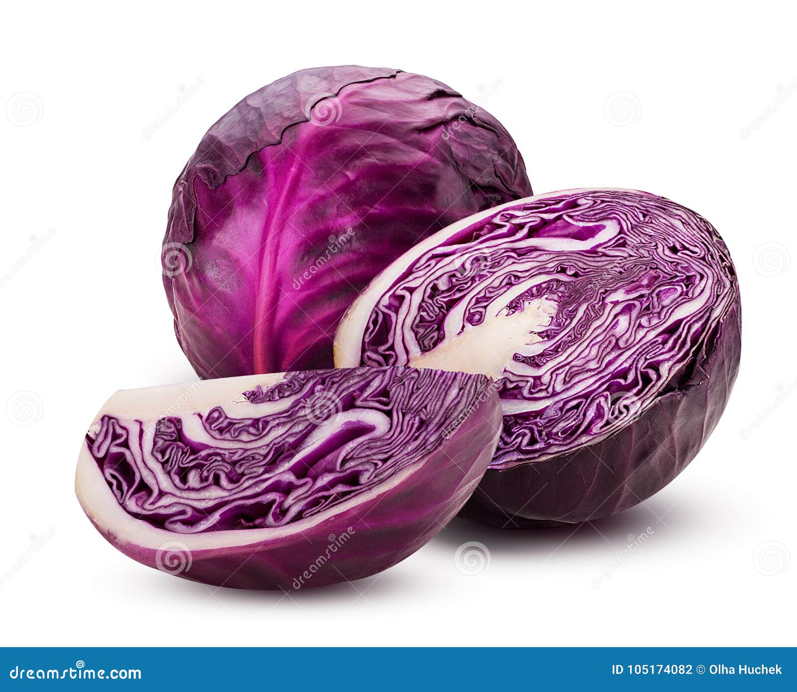 Red Cabbage One Cut in Half and Slice Stock Photo - Image of food ...