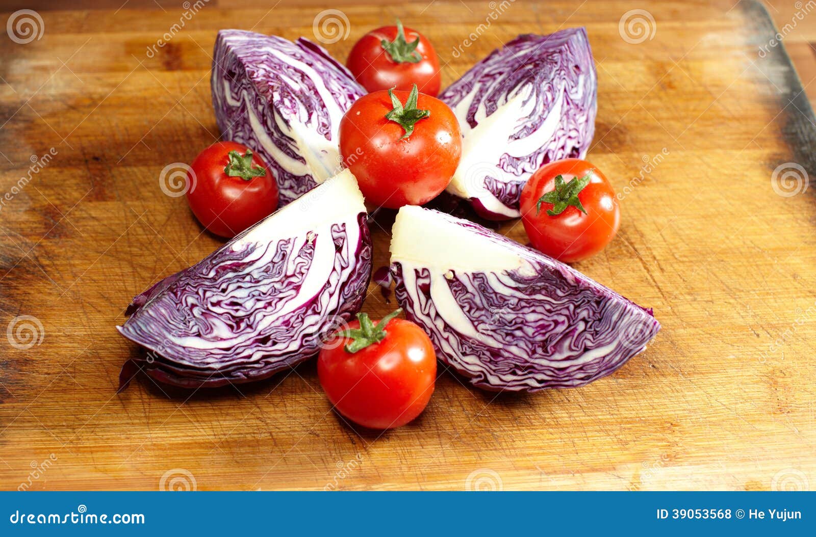 Red Cabbage Slices and Red Cherry Tomatoes Stock Photo - Image of ...