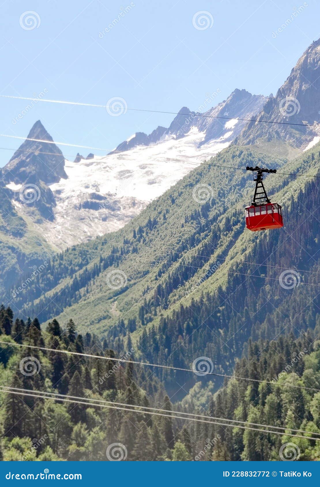 Red Cable Car in Mountain Resort Stock Photo - Image of resort ...