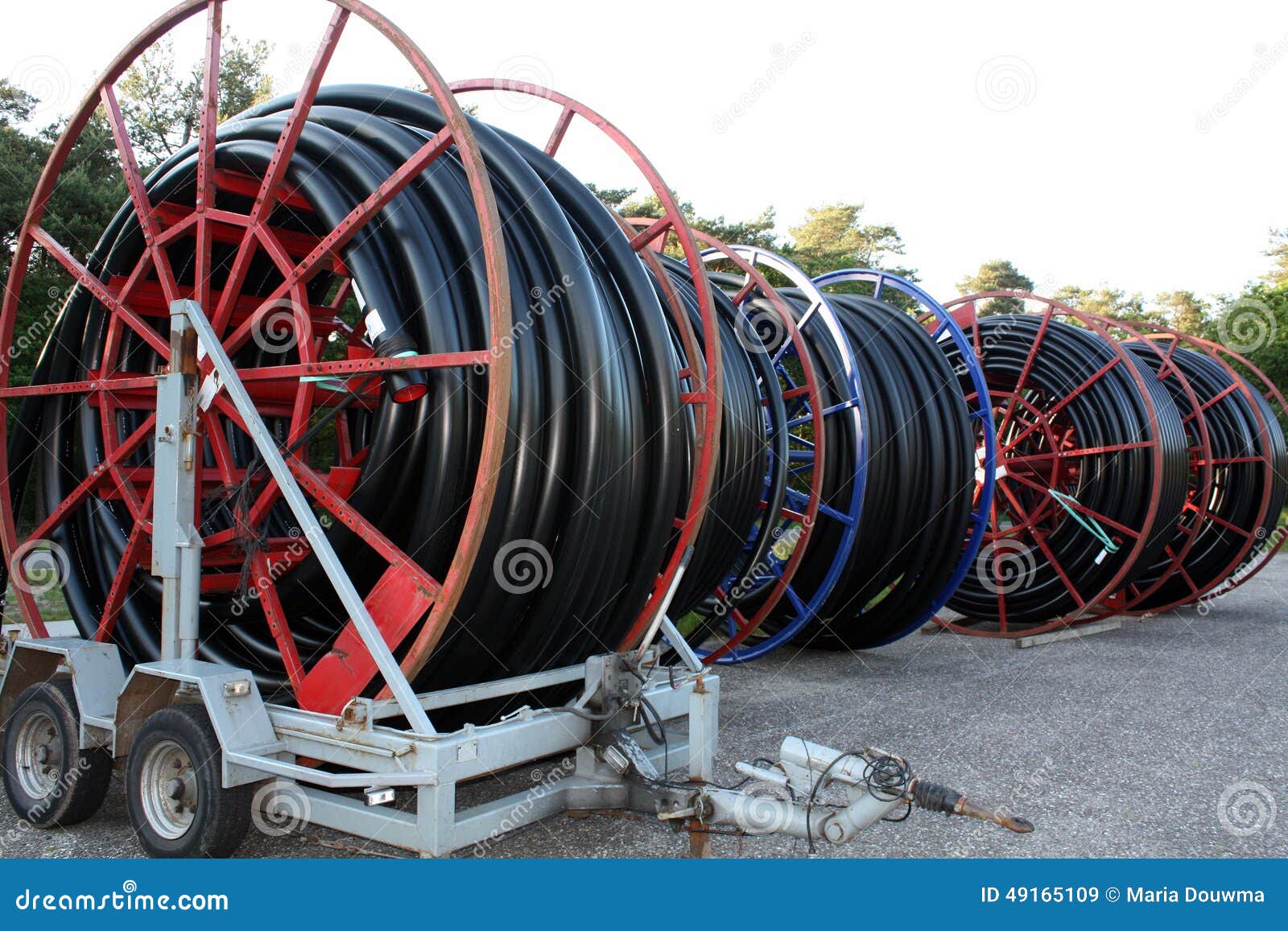 Red cable drums stock image. Image of electric, roll - 49165109