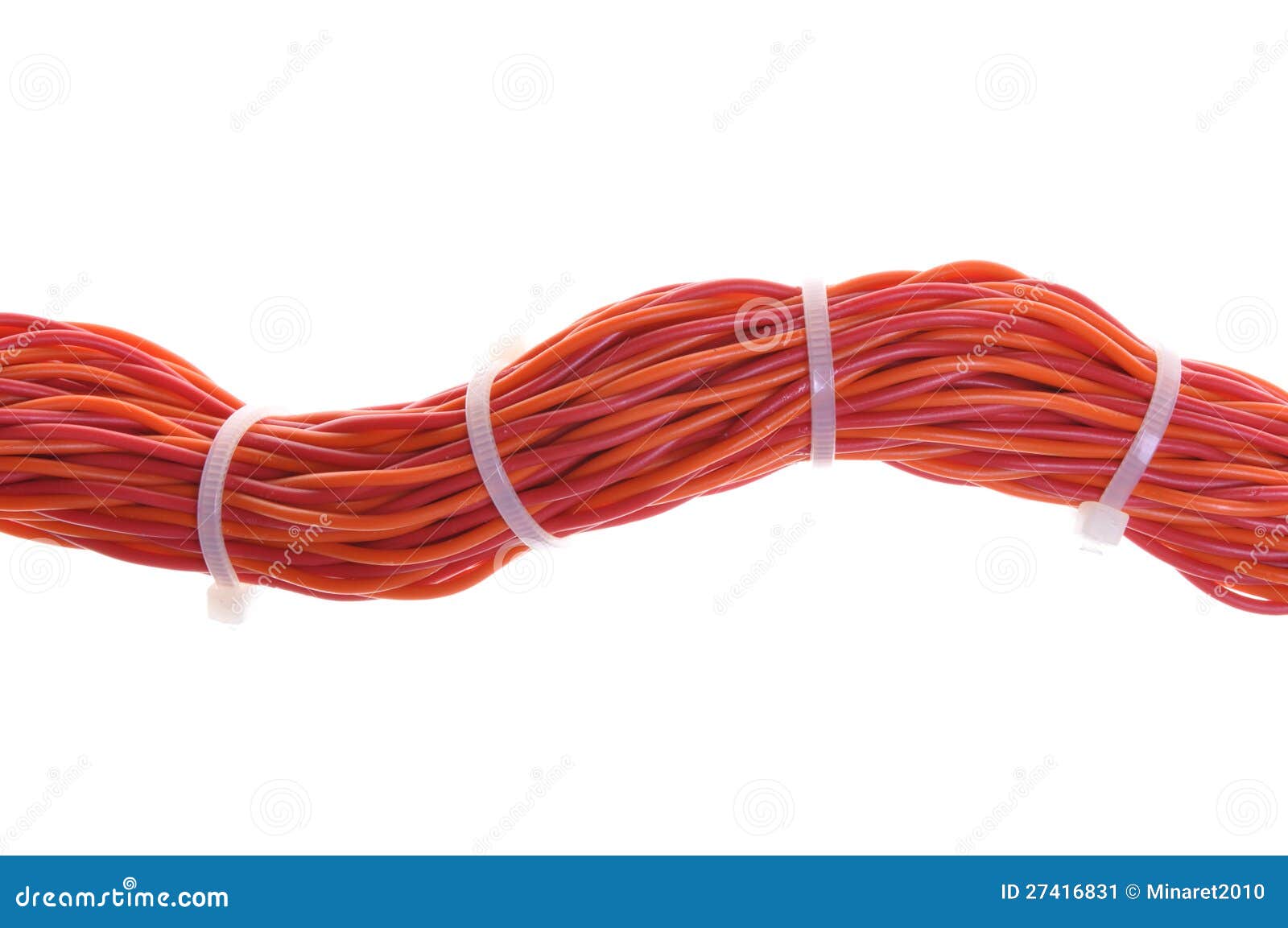 Red cables tied in bundles stock image. Image of plastic - 27416831