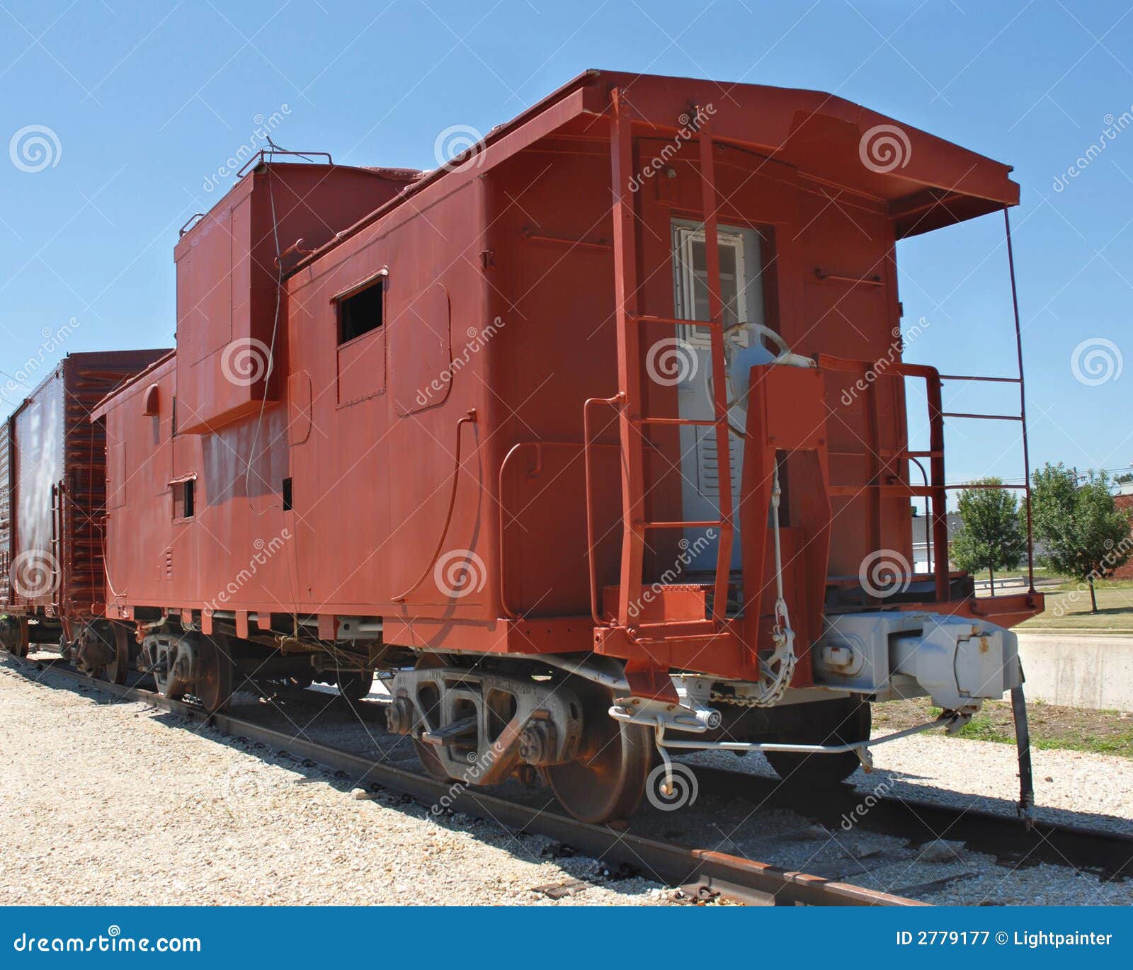 Red caboose on tracks stock image. Image of train, outdoors - 2779177