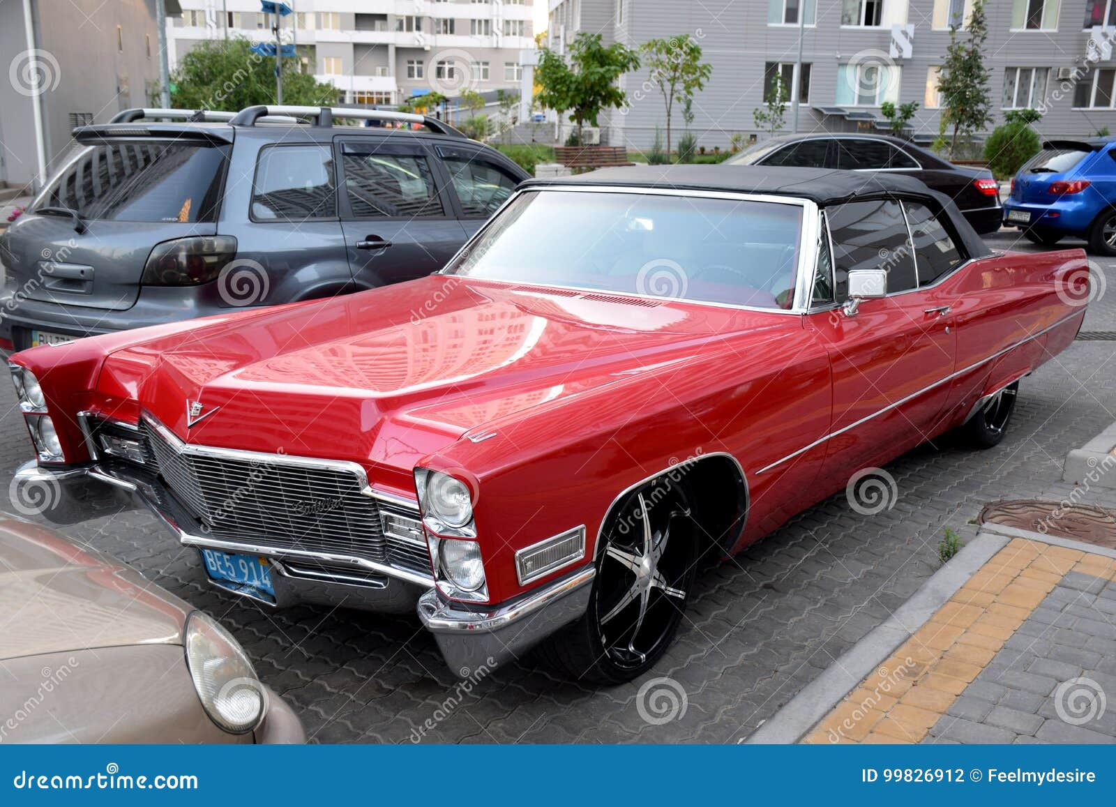 Red Cadillac in the yard editorial photography. Image of cadillac ...