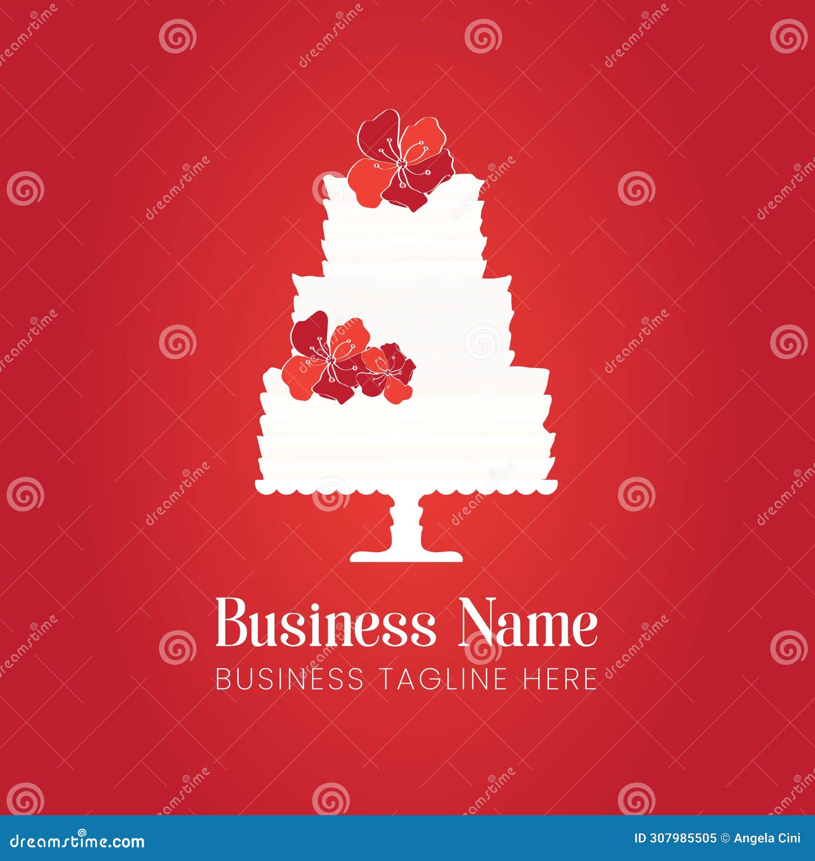 Red Cake Bakery Logo with Flowers Stock Vector - Illustration of card ...