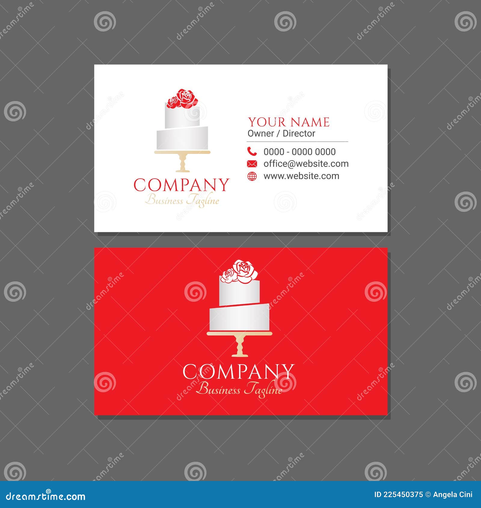 Red Cake Business Card Design Stock Vector - Illustration of layout ...