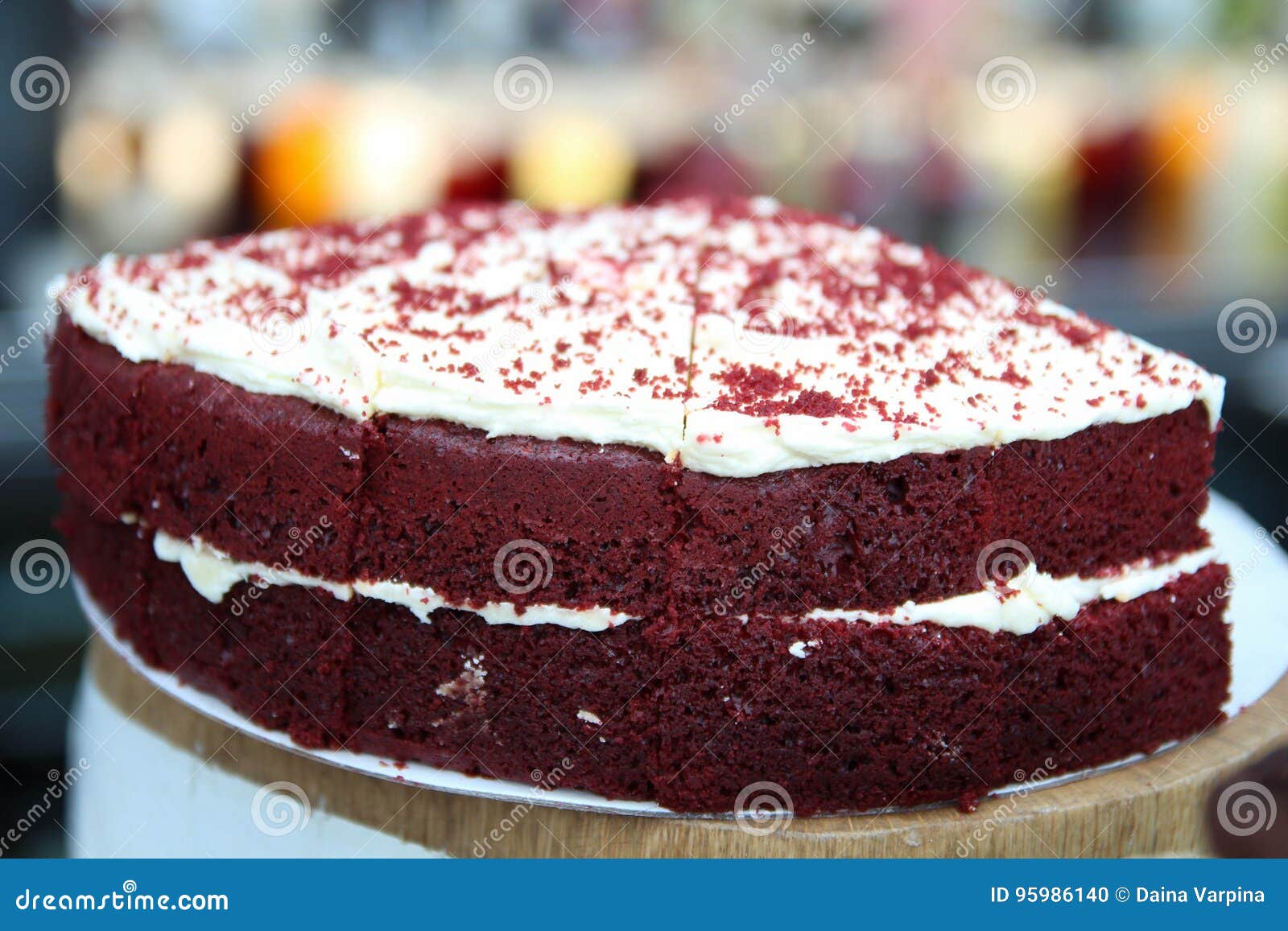 Red cake in restaurant stock photo. Image of gray, delicious - 95986140