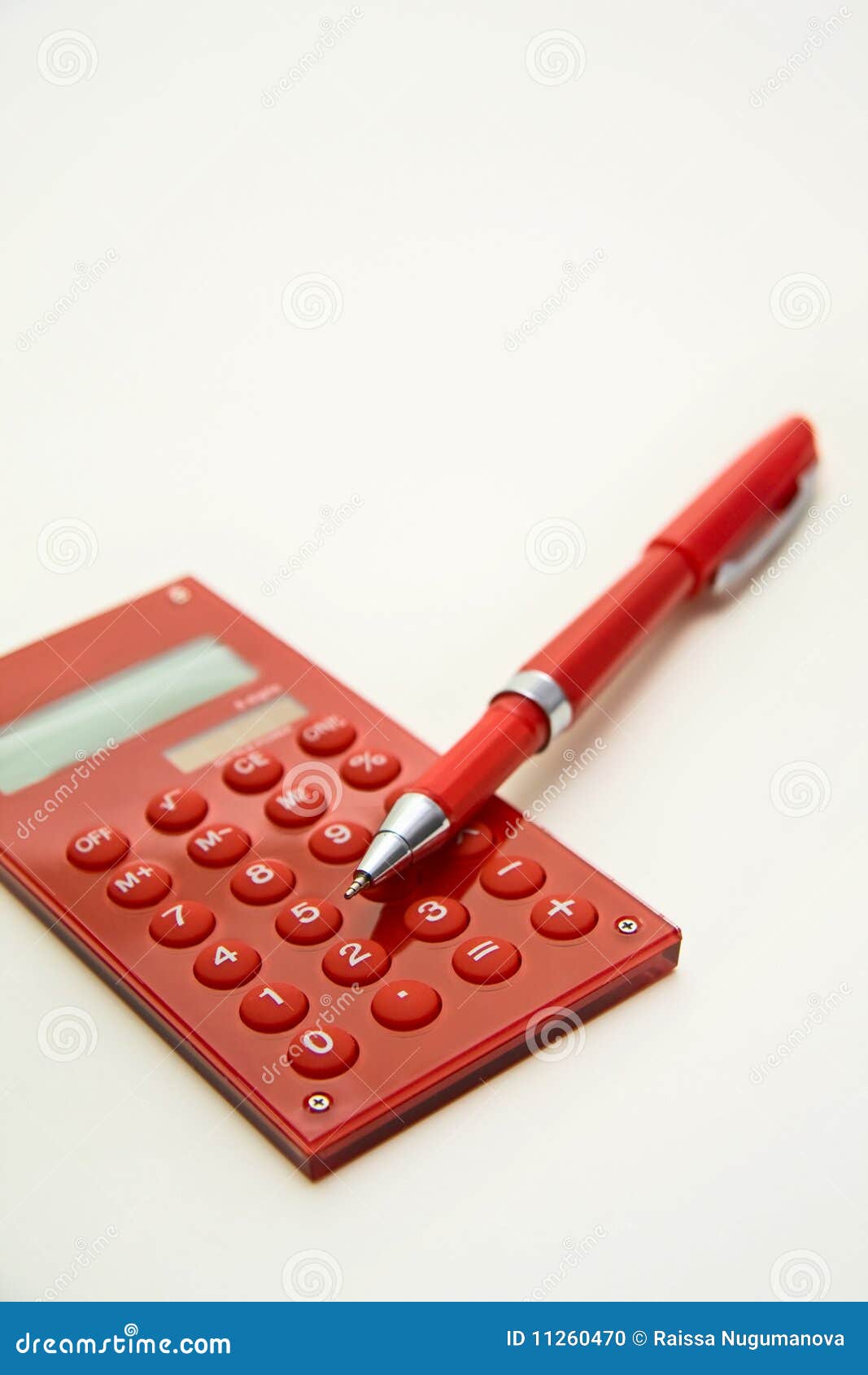 Red calculator and red pen stock photo. Image of numerical - 11260470