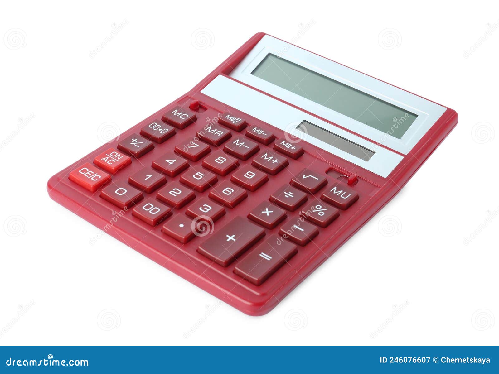 Red Calculator on White Background. Office Equipment Stock Image ...