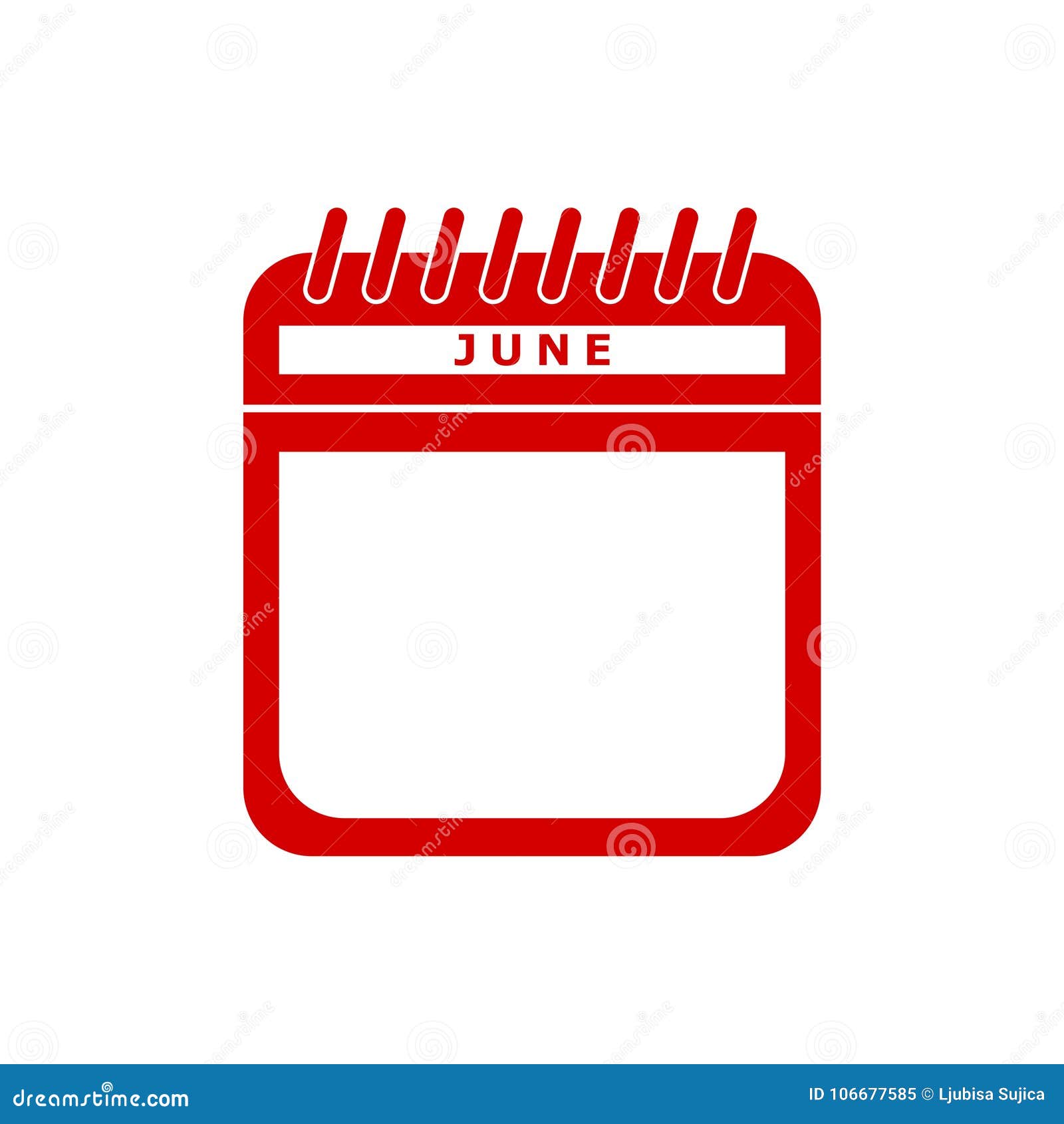 Red Calendar Flat Icon Vector Illustration - June Stock Vector ...