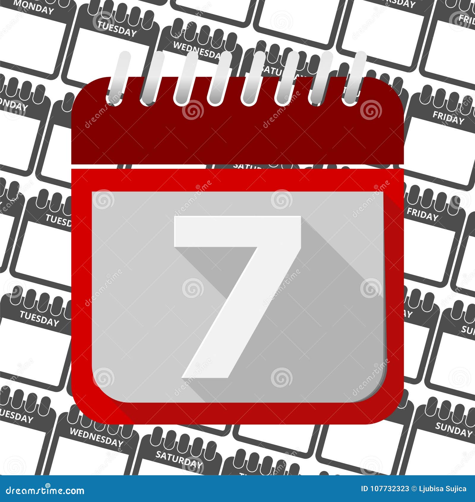 Red Calendar - Vector Icon Number 7 Stock Vector - Illustration of ...